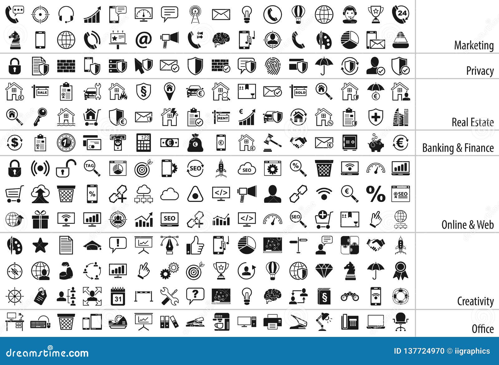 BIG Business Icon Set stock illustration. Illustration of online ...
