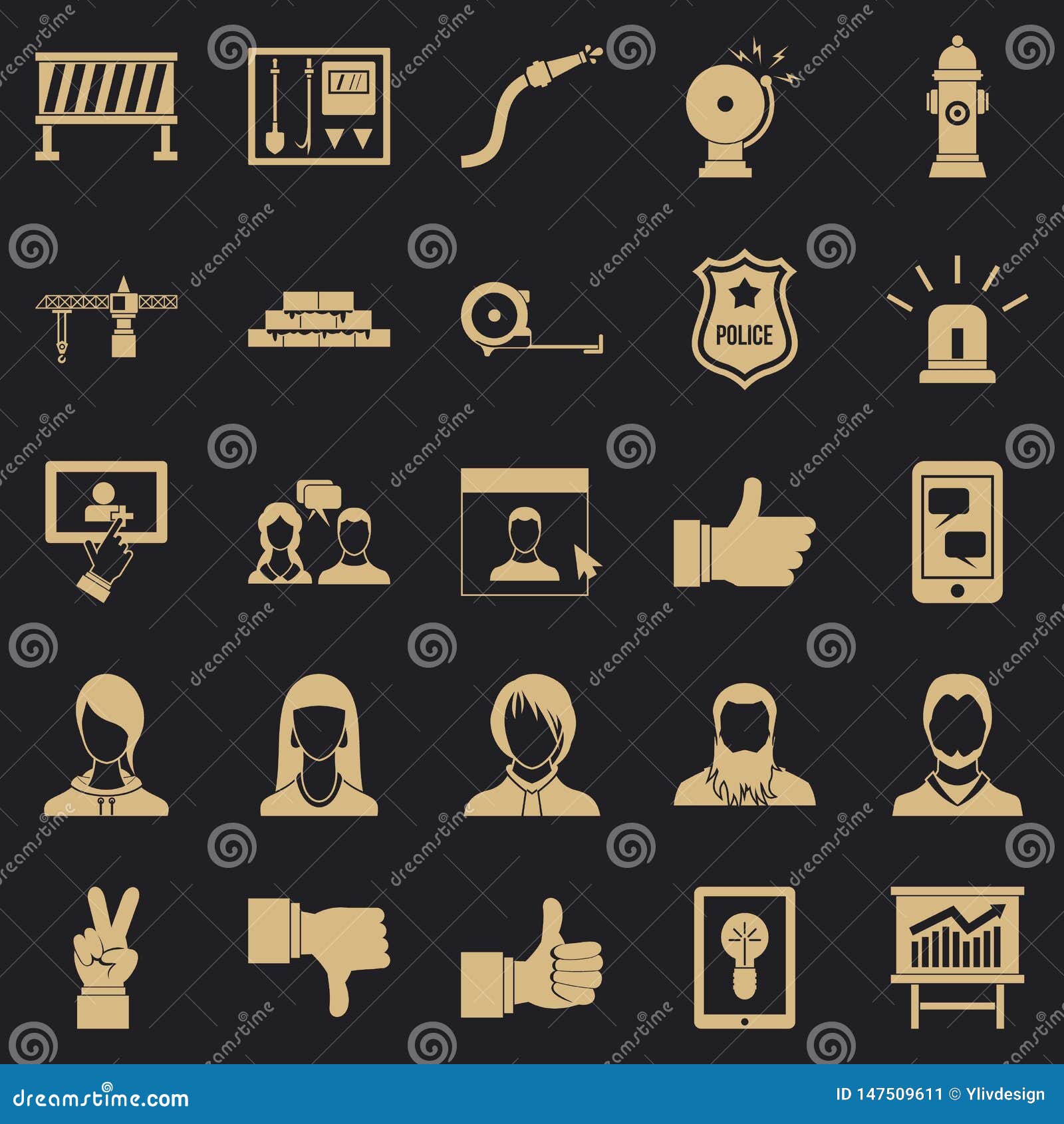 Big Business Icons Set, Simple Style Stock Vector - Illustration of ...