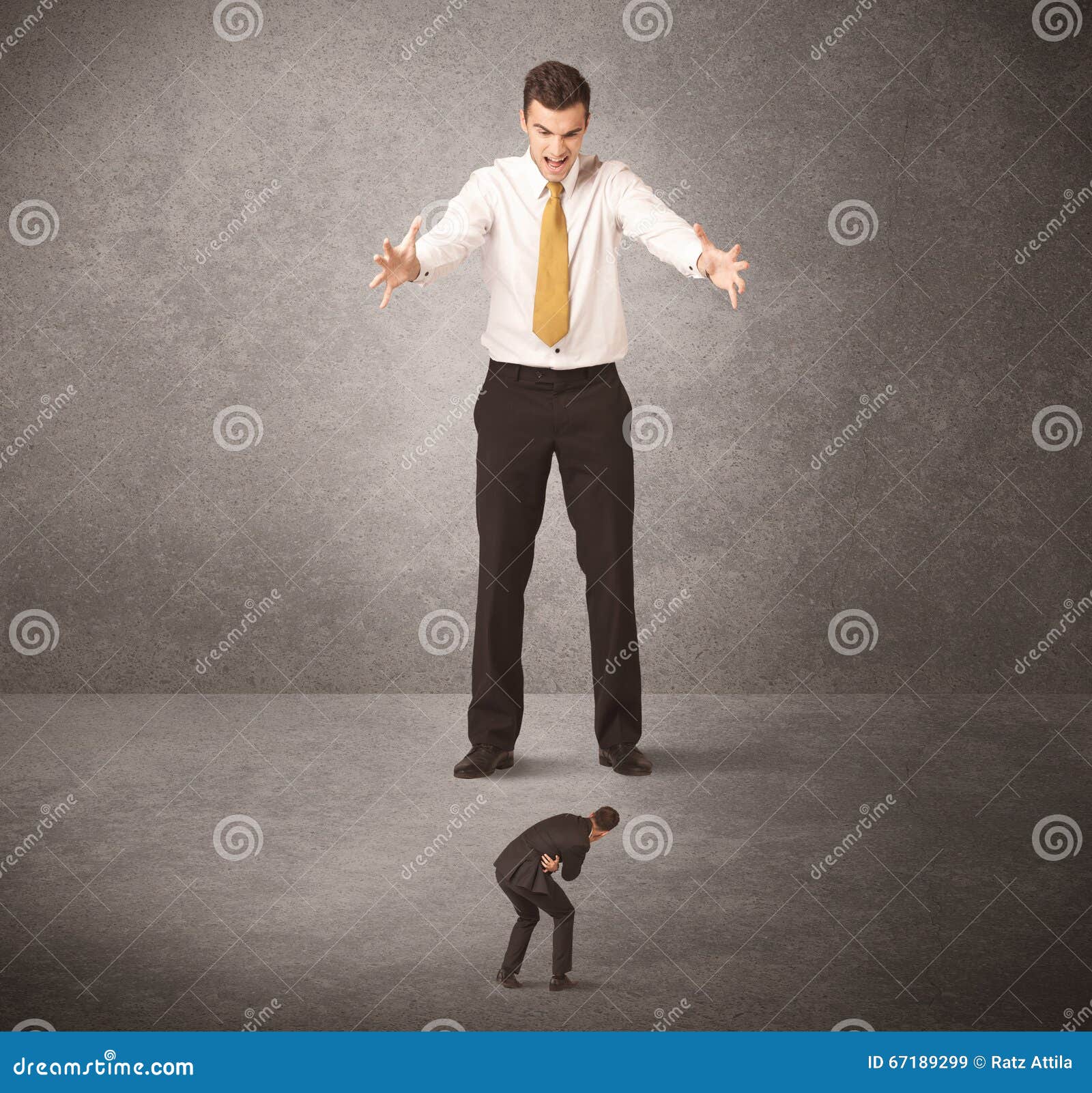 Big Business Man Looking at Small Worker Stock Image - Image of male ...