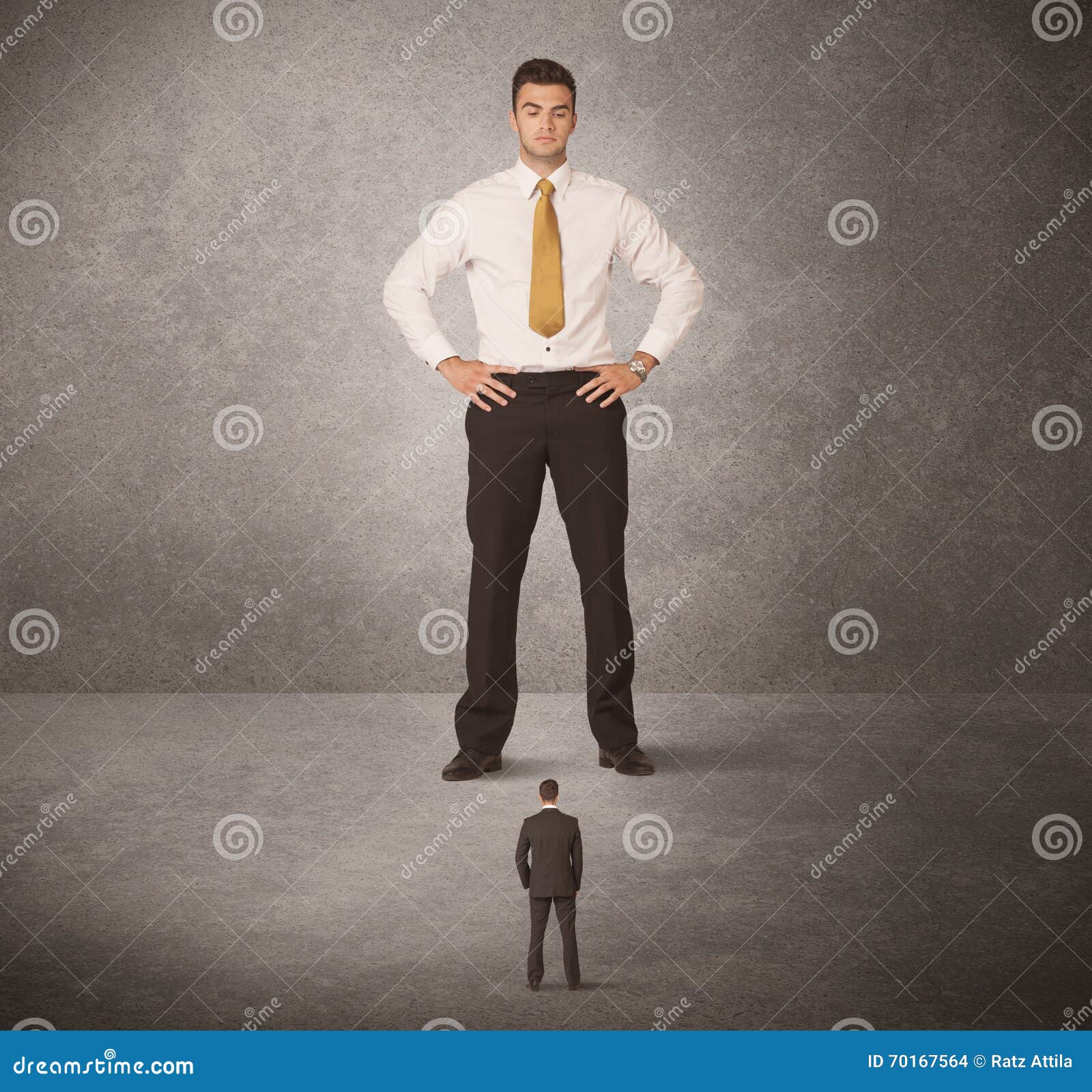 Big Business Man Looking at Small Worker Stock Photo - Image of ...