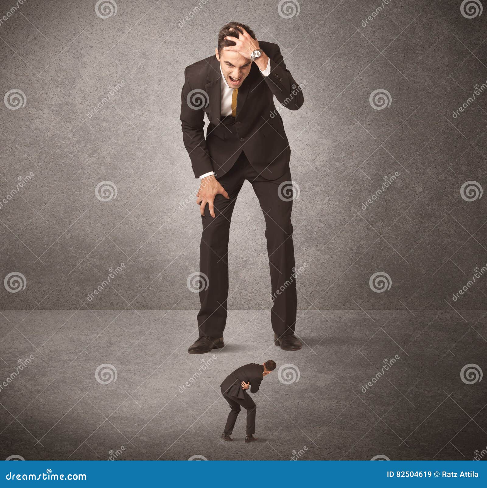 Big Business Man Looking at Small Worker Stock Image - Image of boss ...