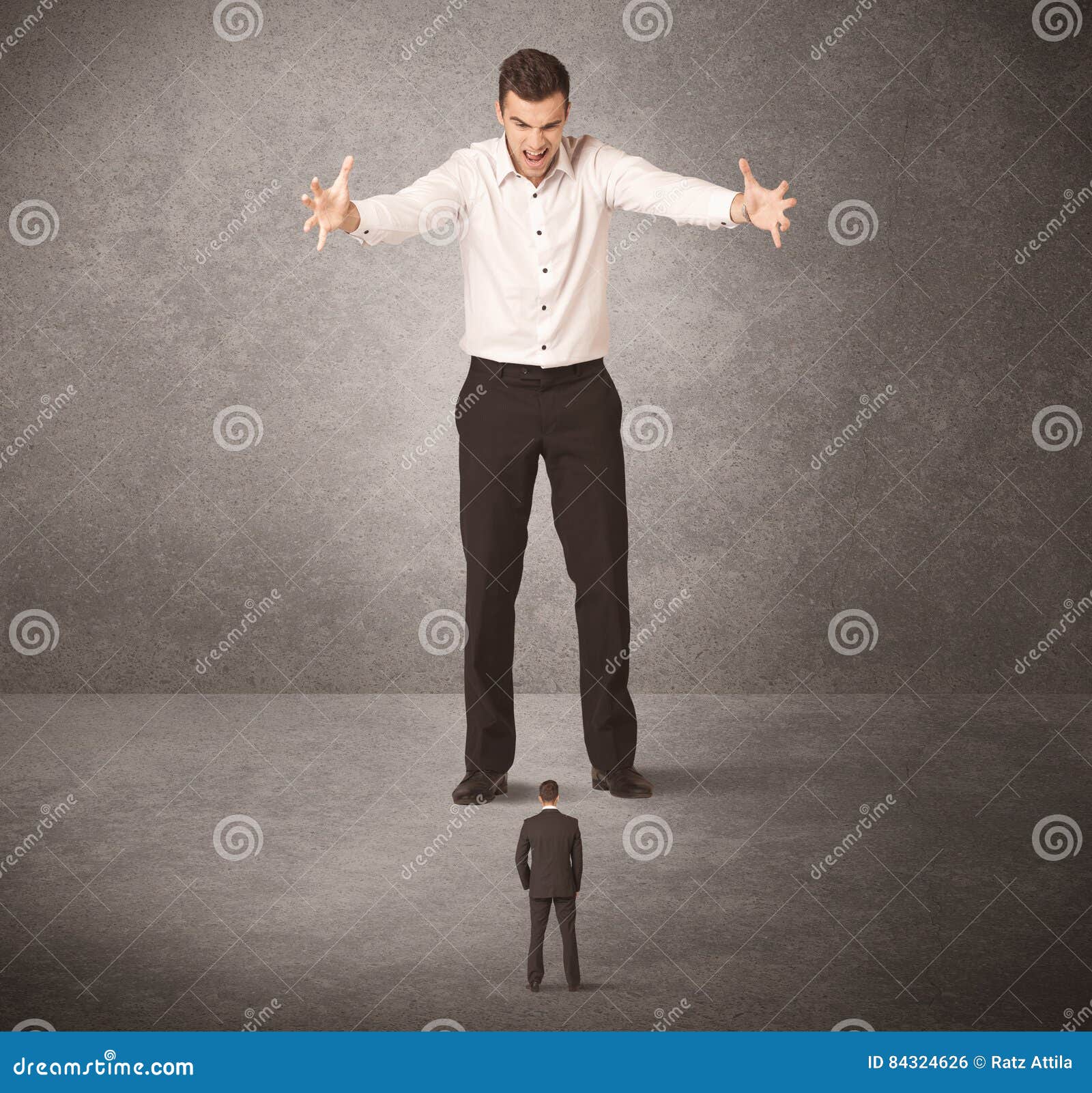 Big Business Man Looking at Small Worker Stock Photo - Image of adult ...