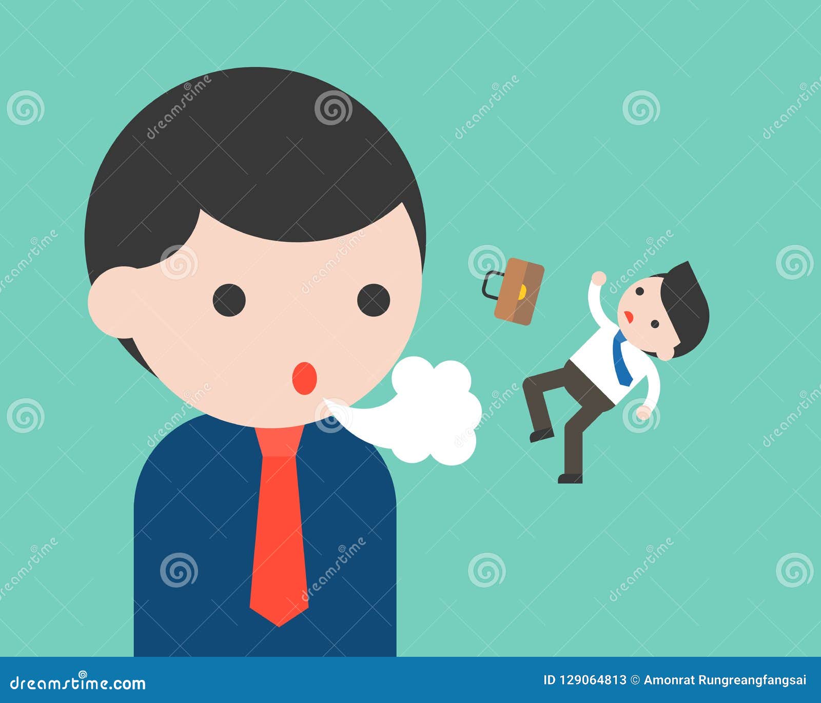 Big Businessman Blowing a Small Businessman, Obstruct Concept Stock ...