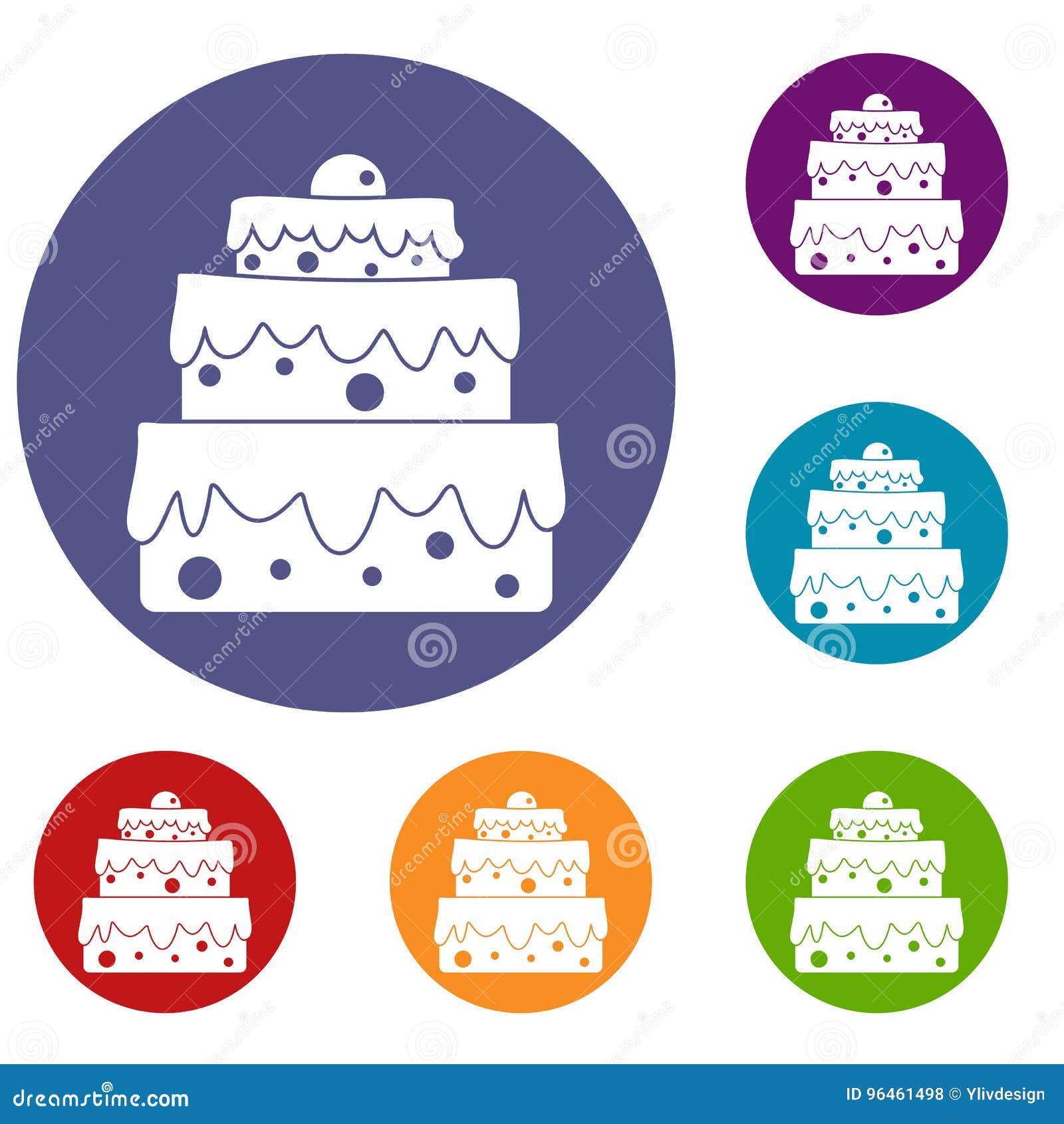 Big cake icons set stock vector. Illustration of decoration - 96461498