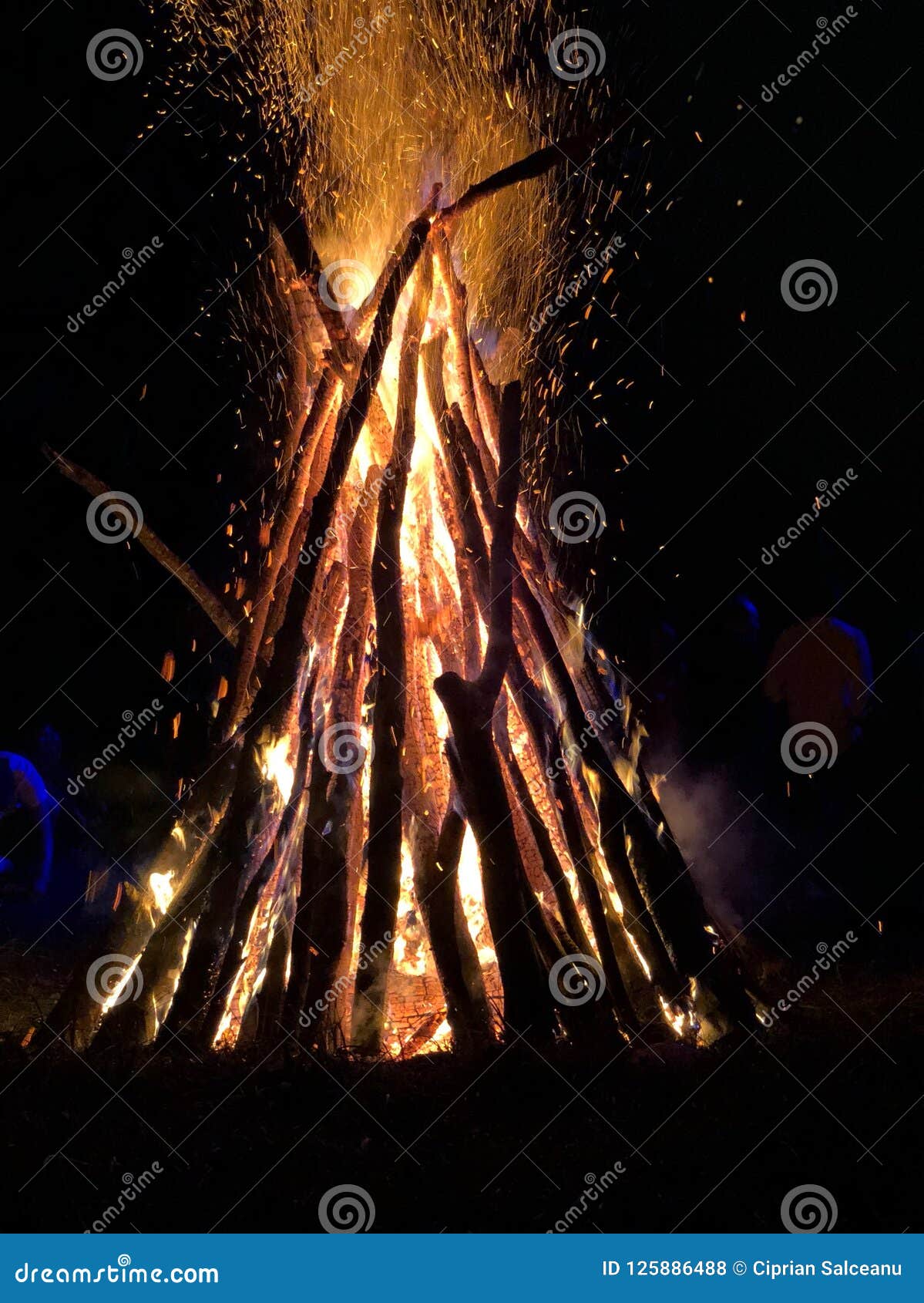 Camp fire stock photo. Image of wood, fire, burning - 125886488
