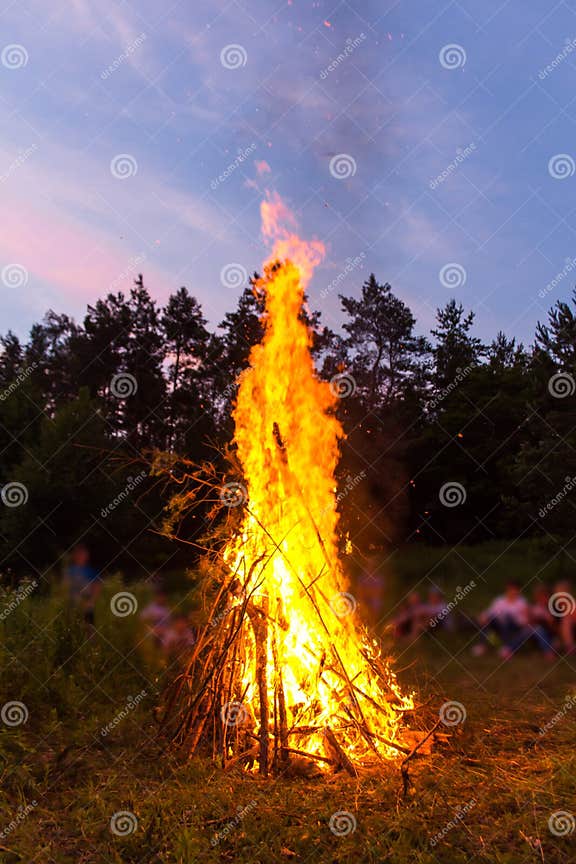 Big campfire at night stock photo. Image of natural, burning - 96085926
