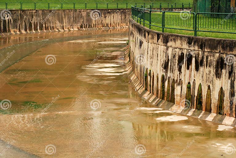 Big canal at the town side stock photo. Image of marks - 2394784