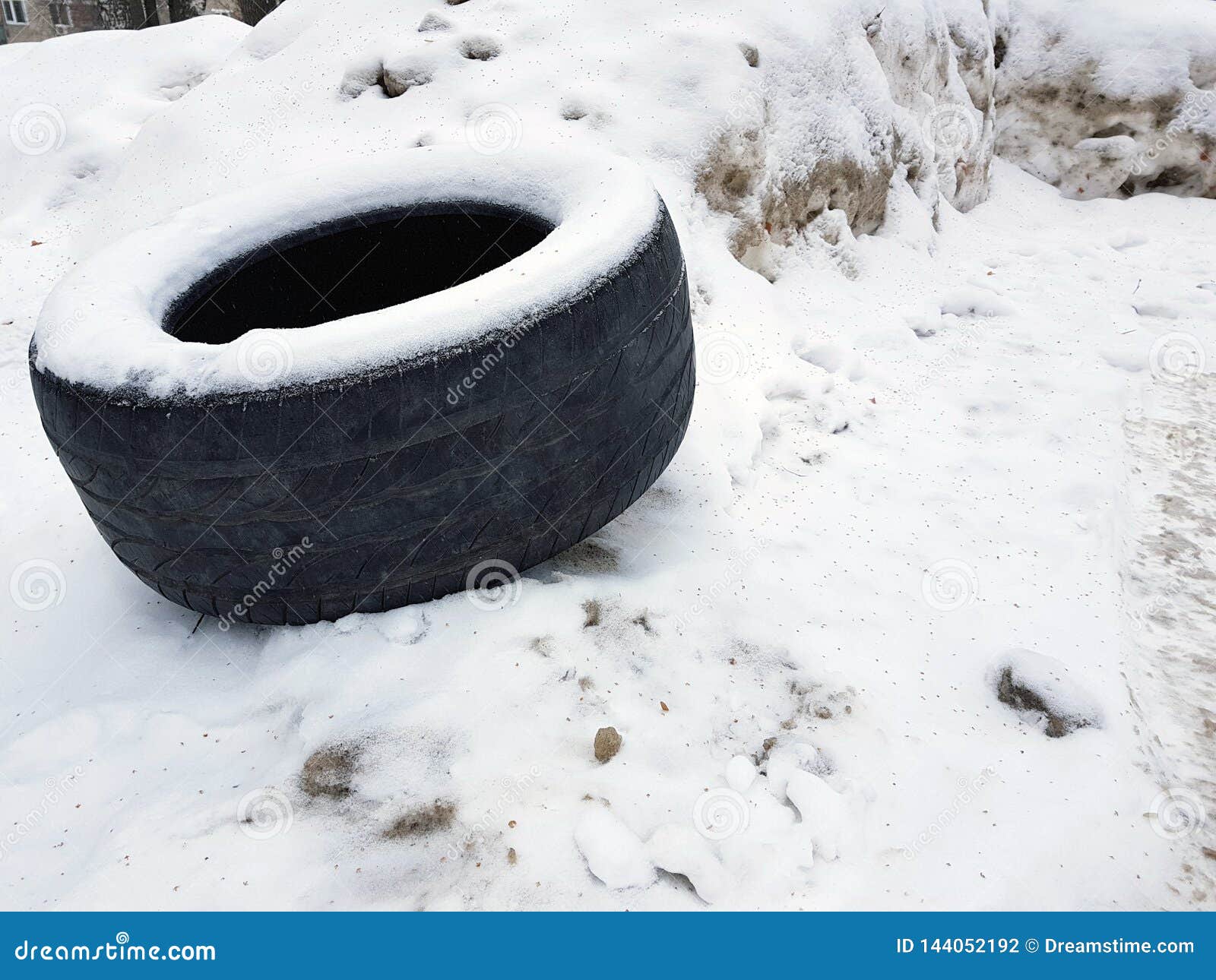 Big Car Tire on Snow in Winter Stock Photo - Image of snow, winter ...
