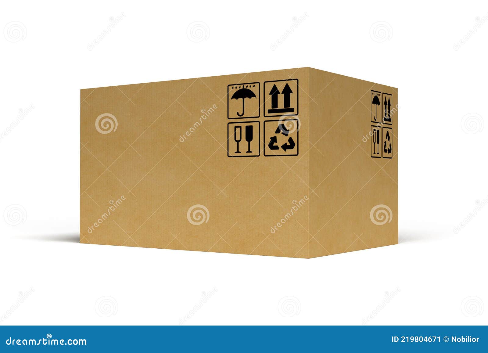 Big Cardboard Box on White Background. 3D Stock Image - Image of ...