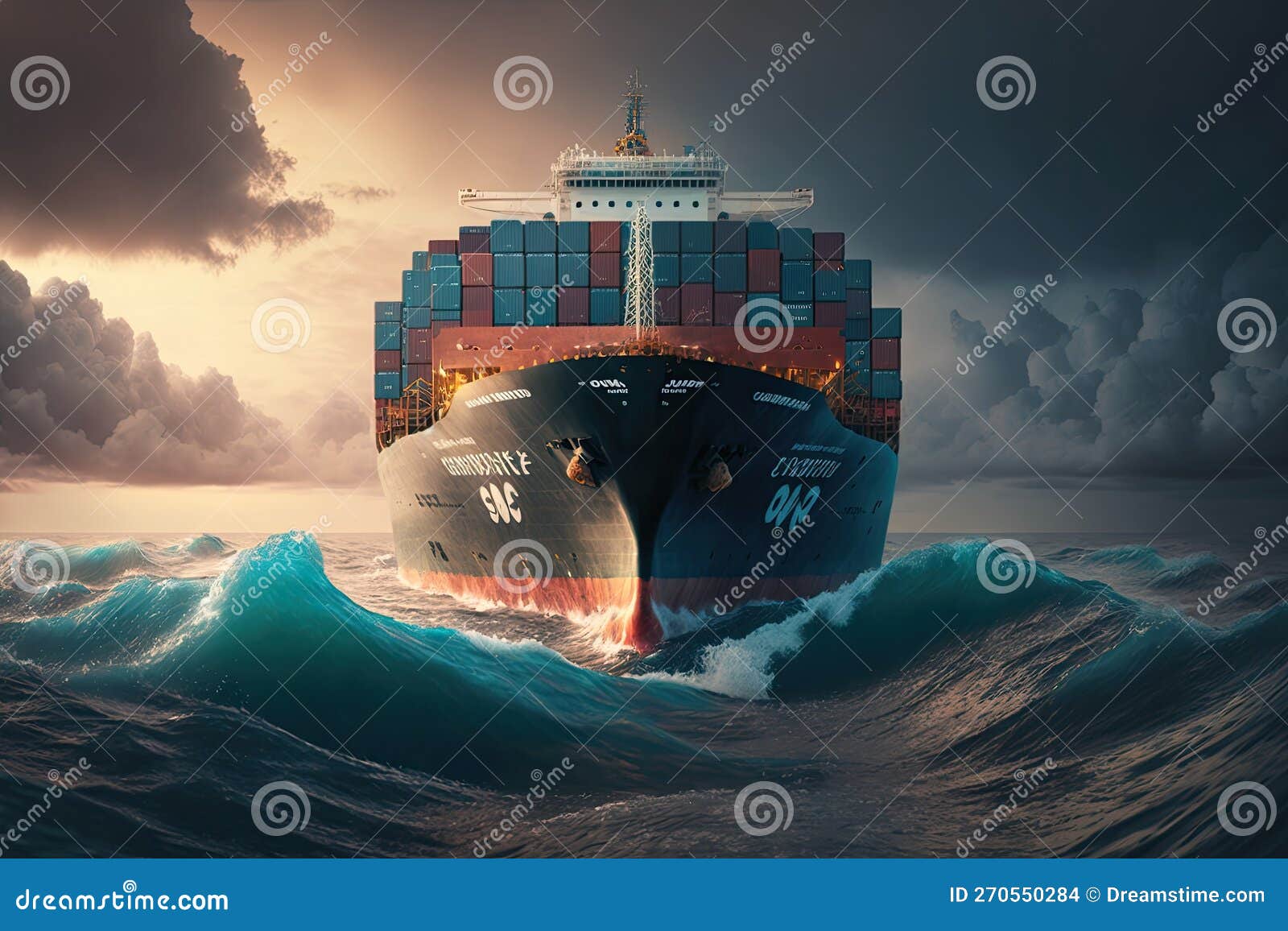 Big Cargo Container Ship in the Sea at Night. Generative AI Stock ... Big Cargo Container Ship in the Sea at Night. Generative AI Stock ...