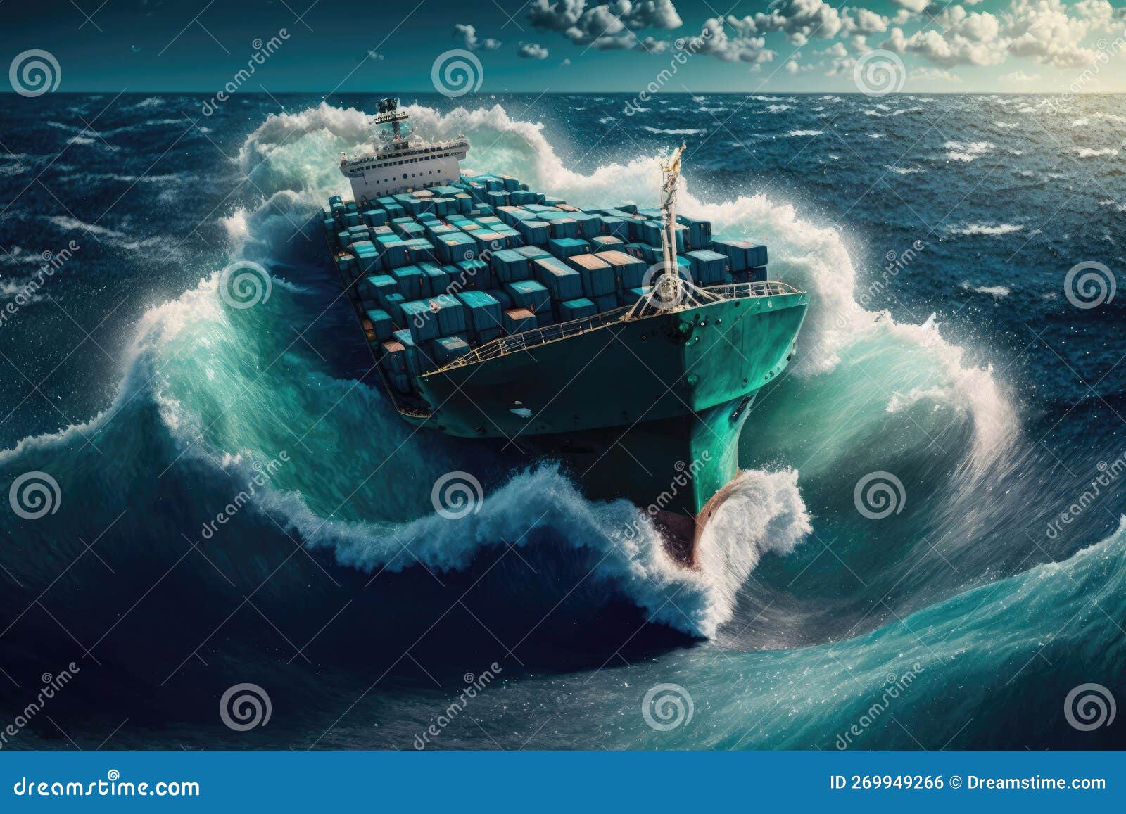 Big Cargo Container Ship in the Stormy Sea. Generative AI Stock ... Big Cargo Container Ship in the Stormy Sea. Generative AI Stock ...