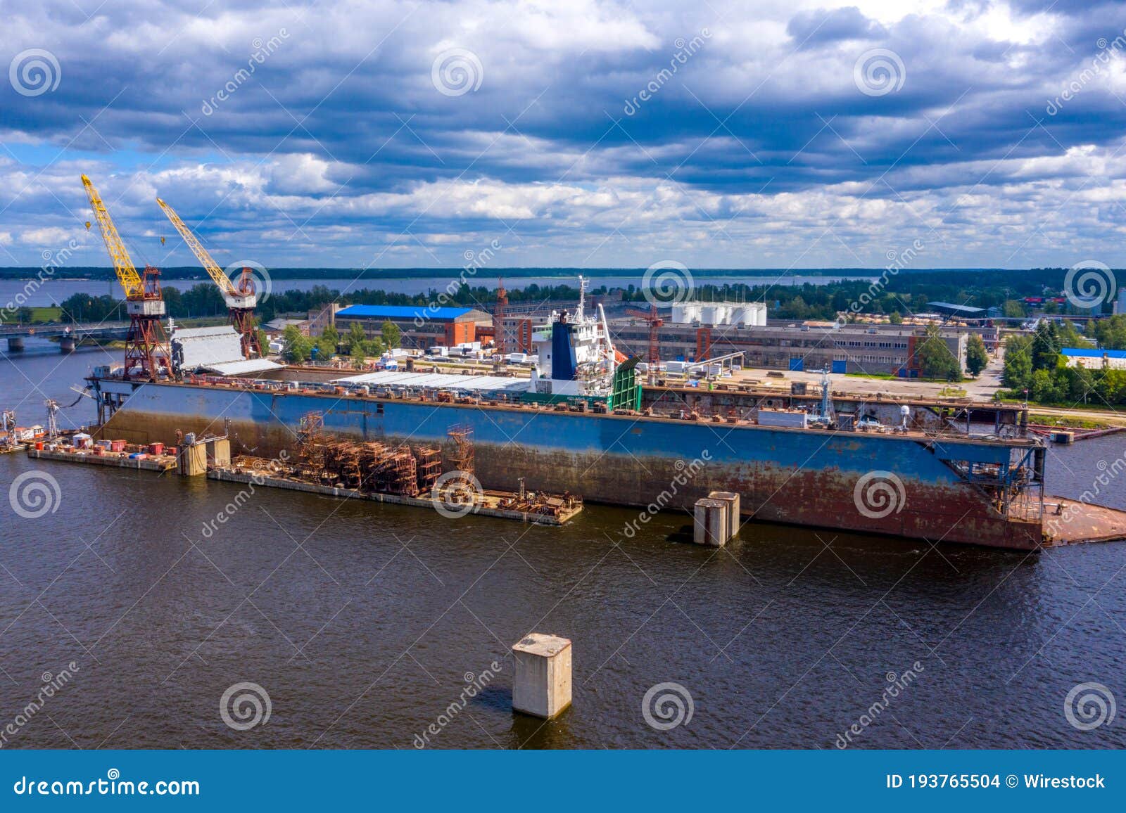 Big Cargo Ship in the Port in Riga, Latvia Editorial Stock Image ...