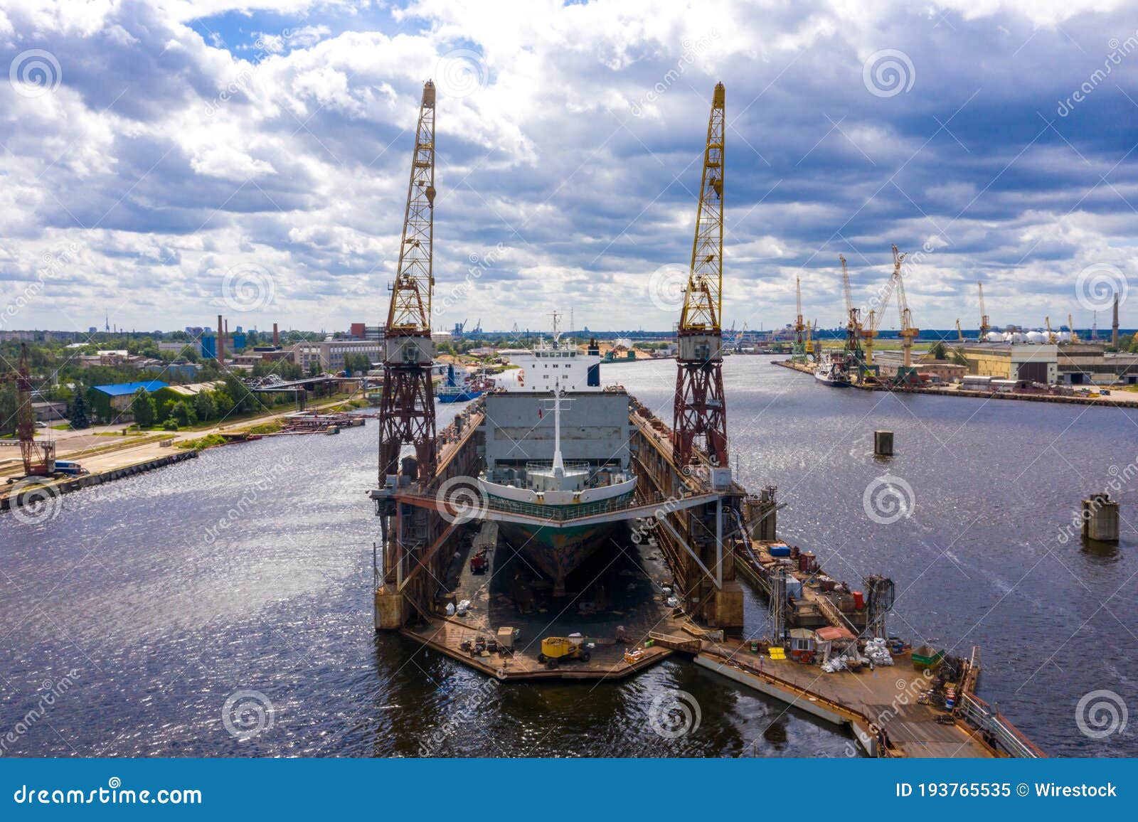 Big Cargo Ship in the Port in Riga, Latvia Stock Image - Image of ...