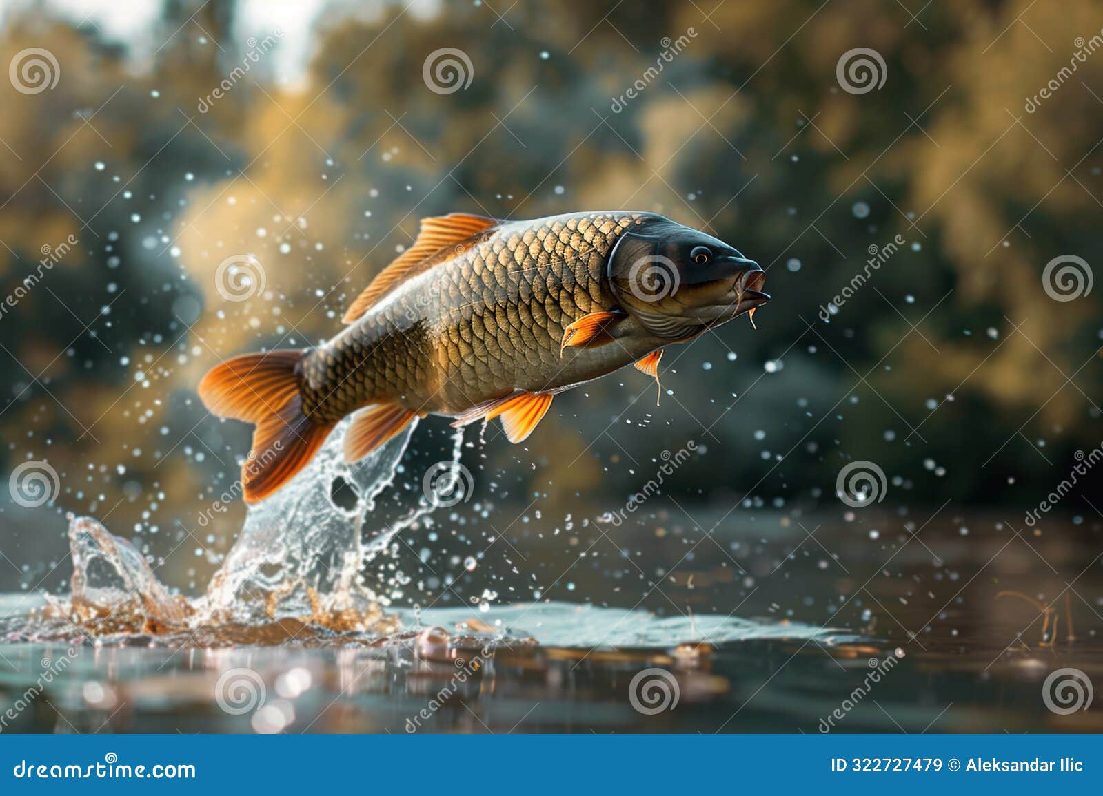Big Carp Jumping Out of the Water and Making a Splash. Ai Generative ...