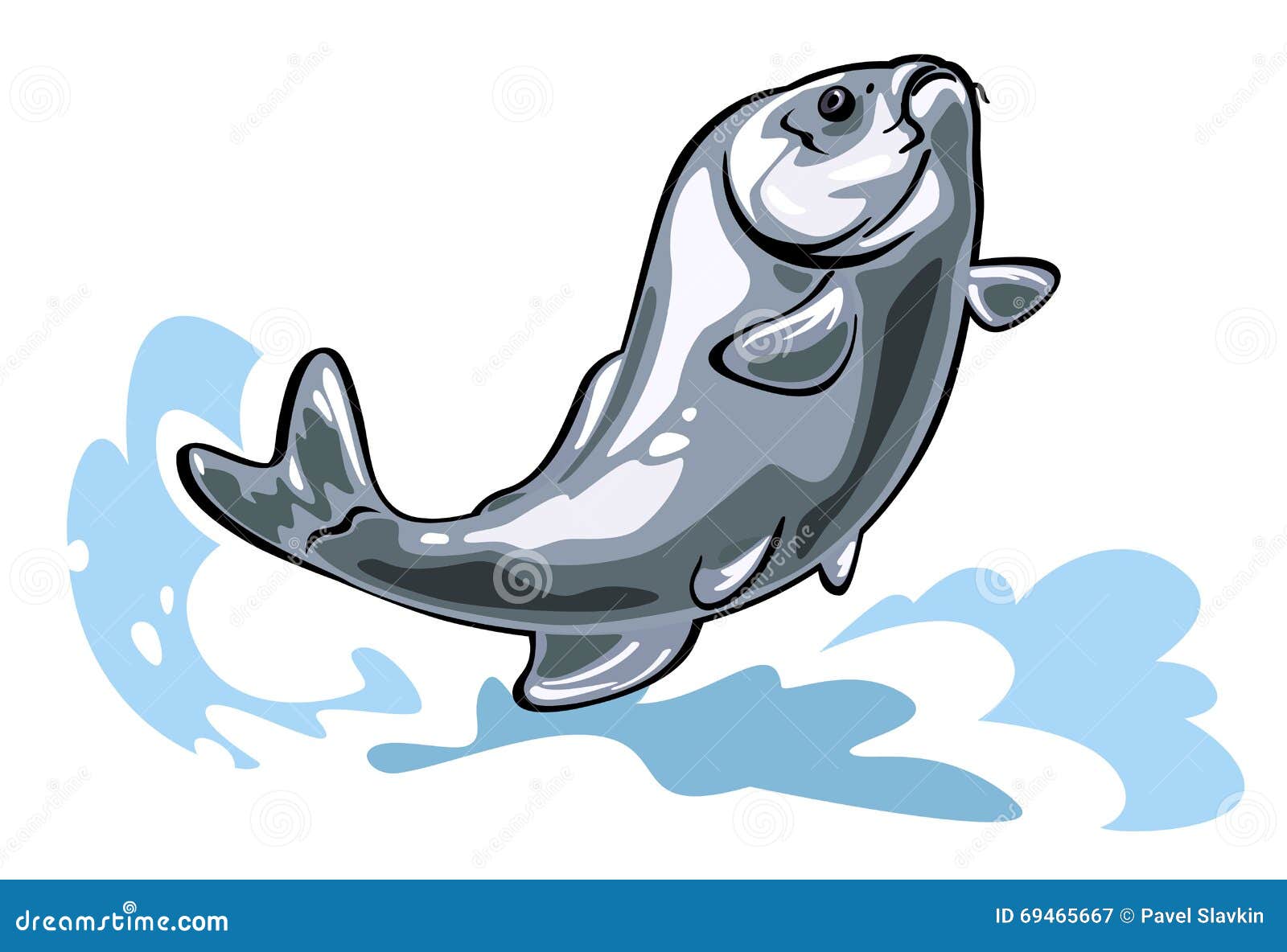 Big carp jumping stock vector. Illustration of handmade - 69465667