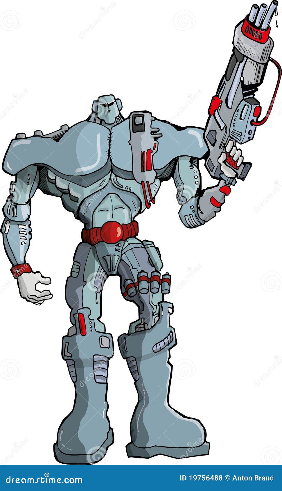 Big Cartoon Robot Soldier with Gun Stock Vector - Illustration of ...