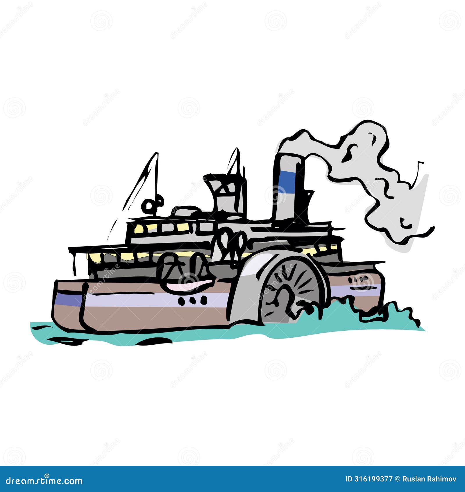 Big Cartoon Steamship - Vector Illustration Isolated on a White ...