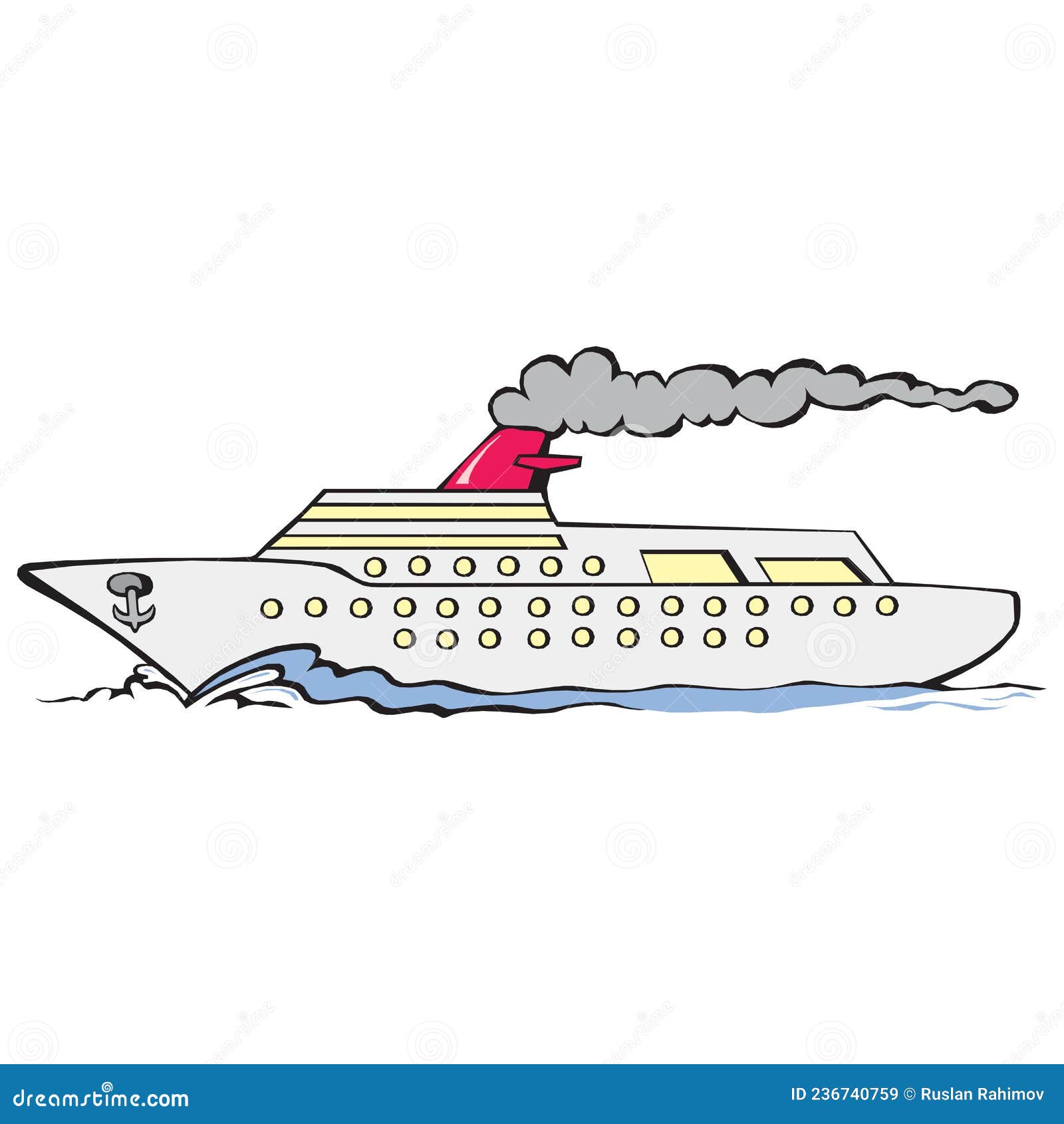 Big Cartoon Steamship - Vector Illustration Isolated on a White in ...
