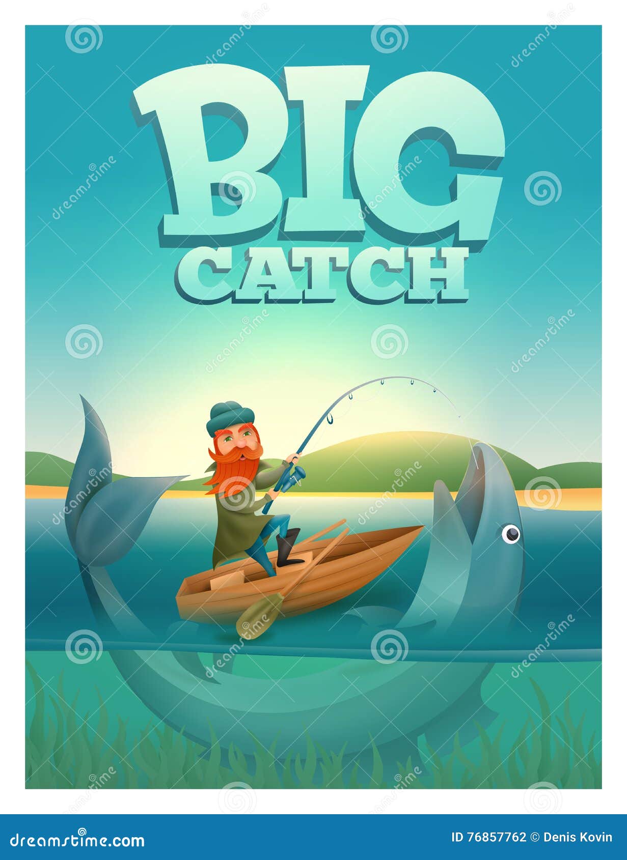 Big Catch Concept Poster Card Stock Illustration - Illustration of ...