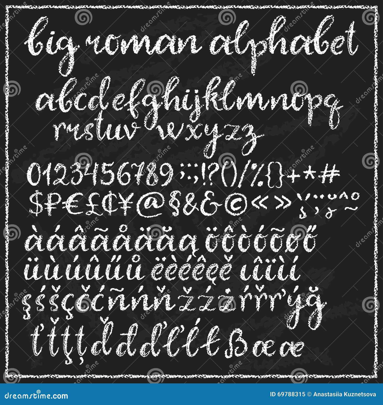 Big chalk roman alphabet. stock vector. Illustration of chalkboard ...