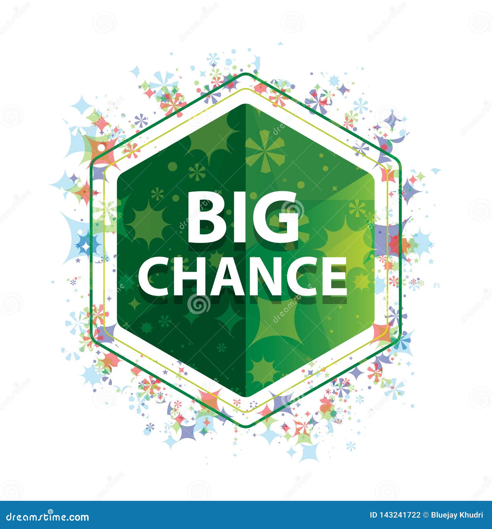 Big Chance Floral Plants Pattern Green Hexagon Button Stock ...