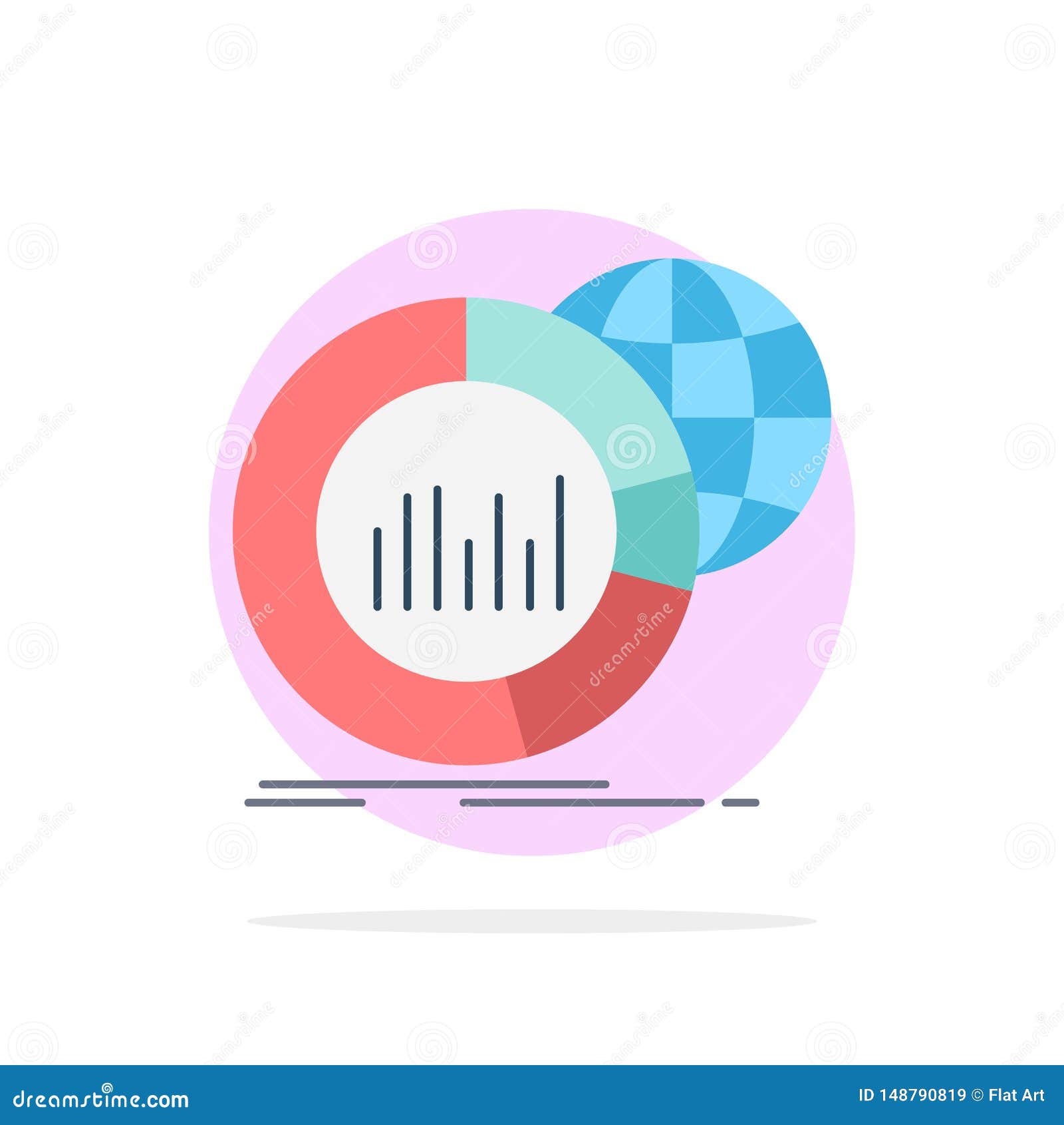 Big, Chart, Data, World, Infographic Flat Color Icon Vector Stock ...