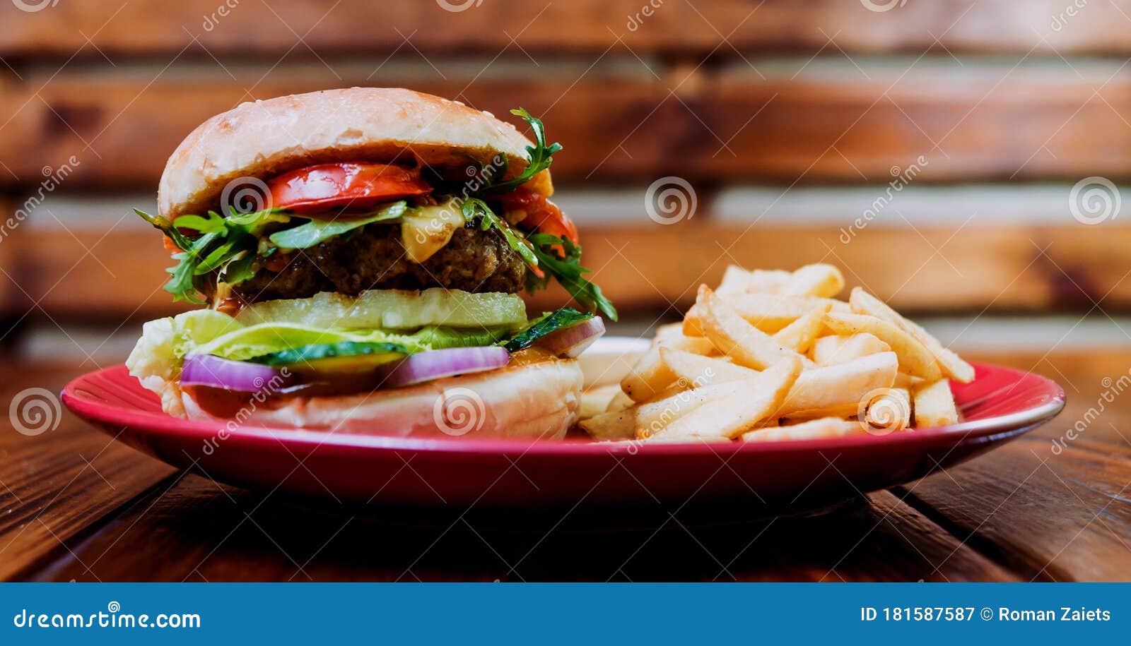 Big Cheeseburger and Chips on a Plate. Stock Image - Image of meal ...