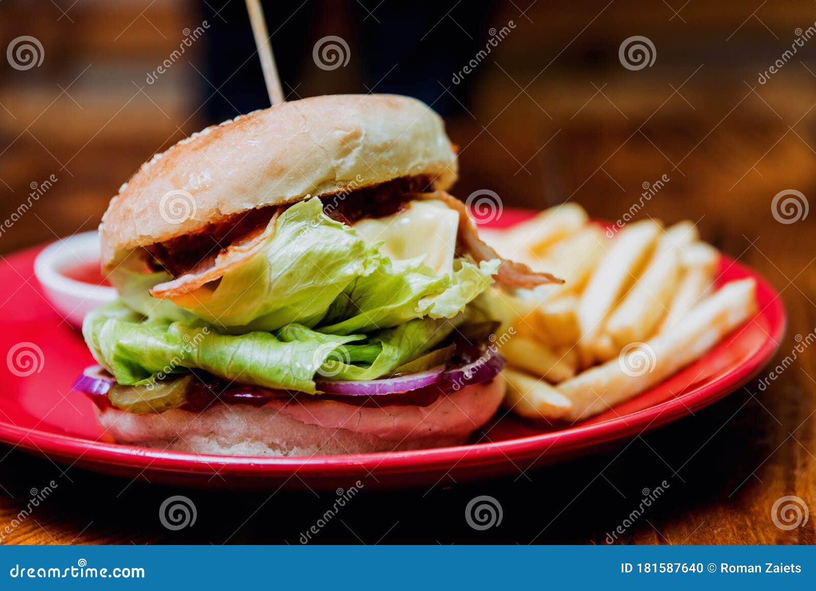 Big Cheeseburger and Chips on a Plate. Stock Photo - Image of butter ...