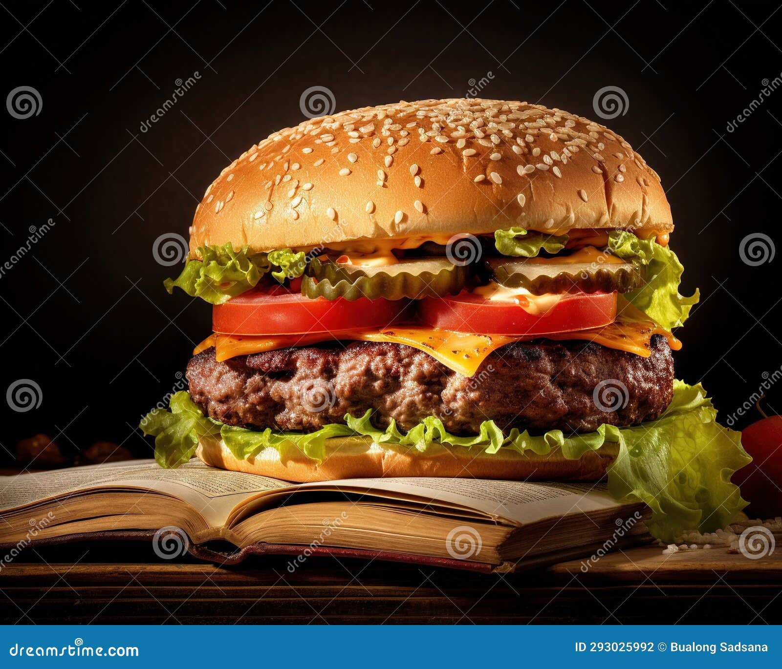 Big Cheeseburger from Front To Back. Stock Illustration - Illustration ...
