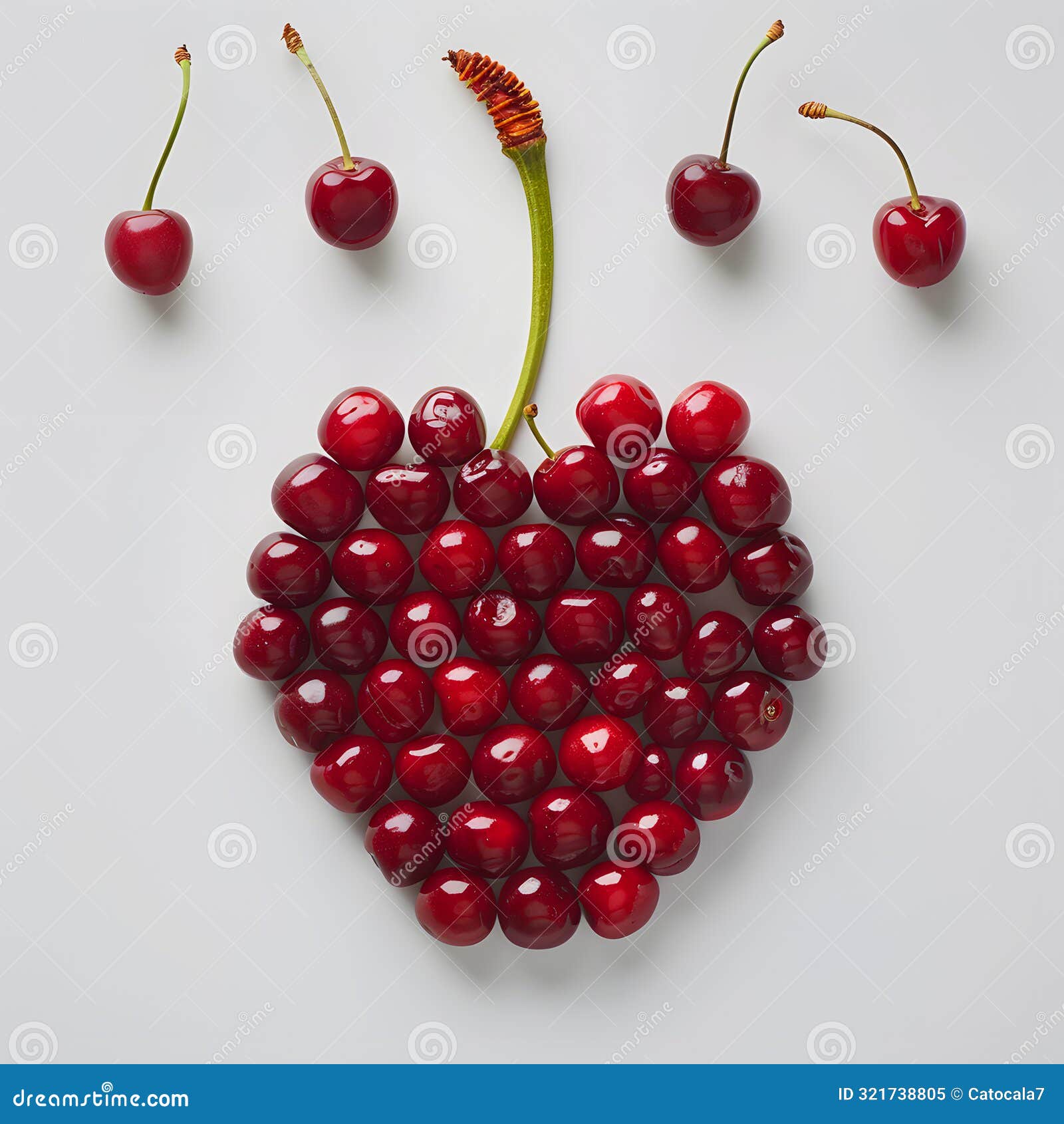 Big Cherry Made of Many Small Cherries, Isolated on White, for ...