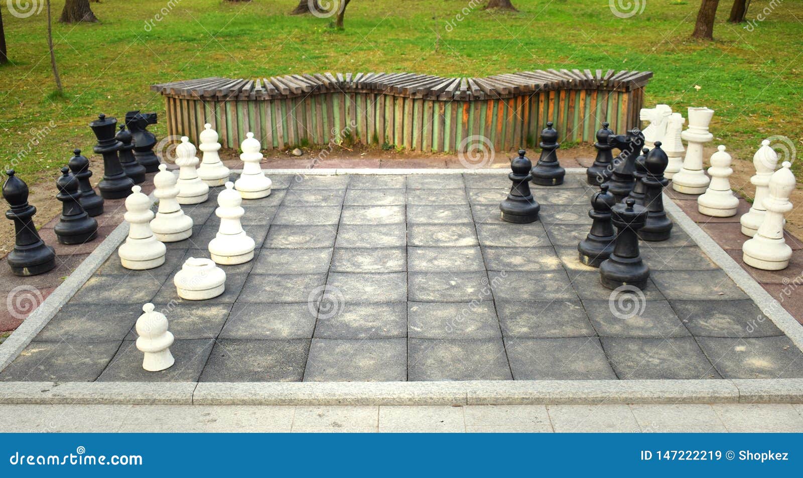 Big Chess Board with Huge Pieces in the Park Editorial Stock Image ...
