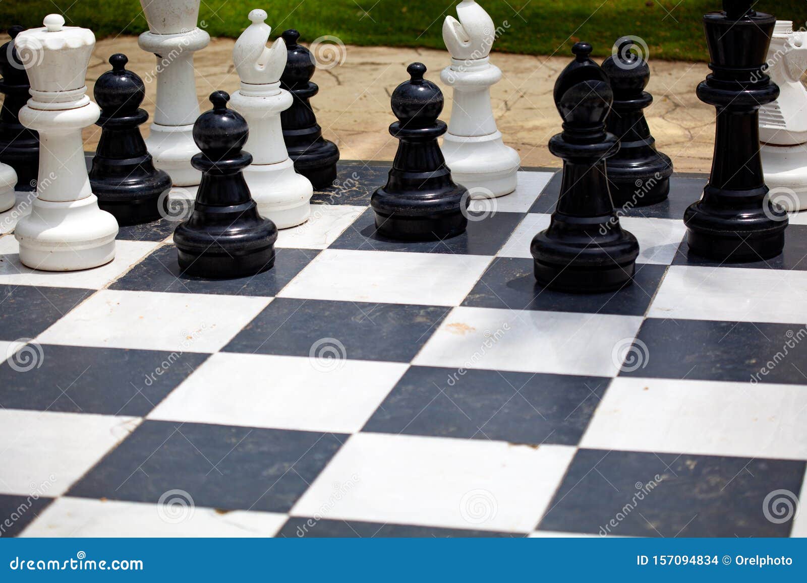 Big Chess on the Board Located on the Ground Stock Photo - Image of ...