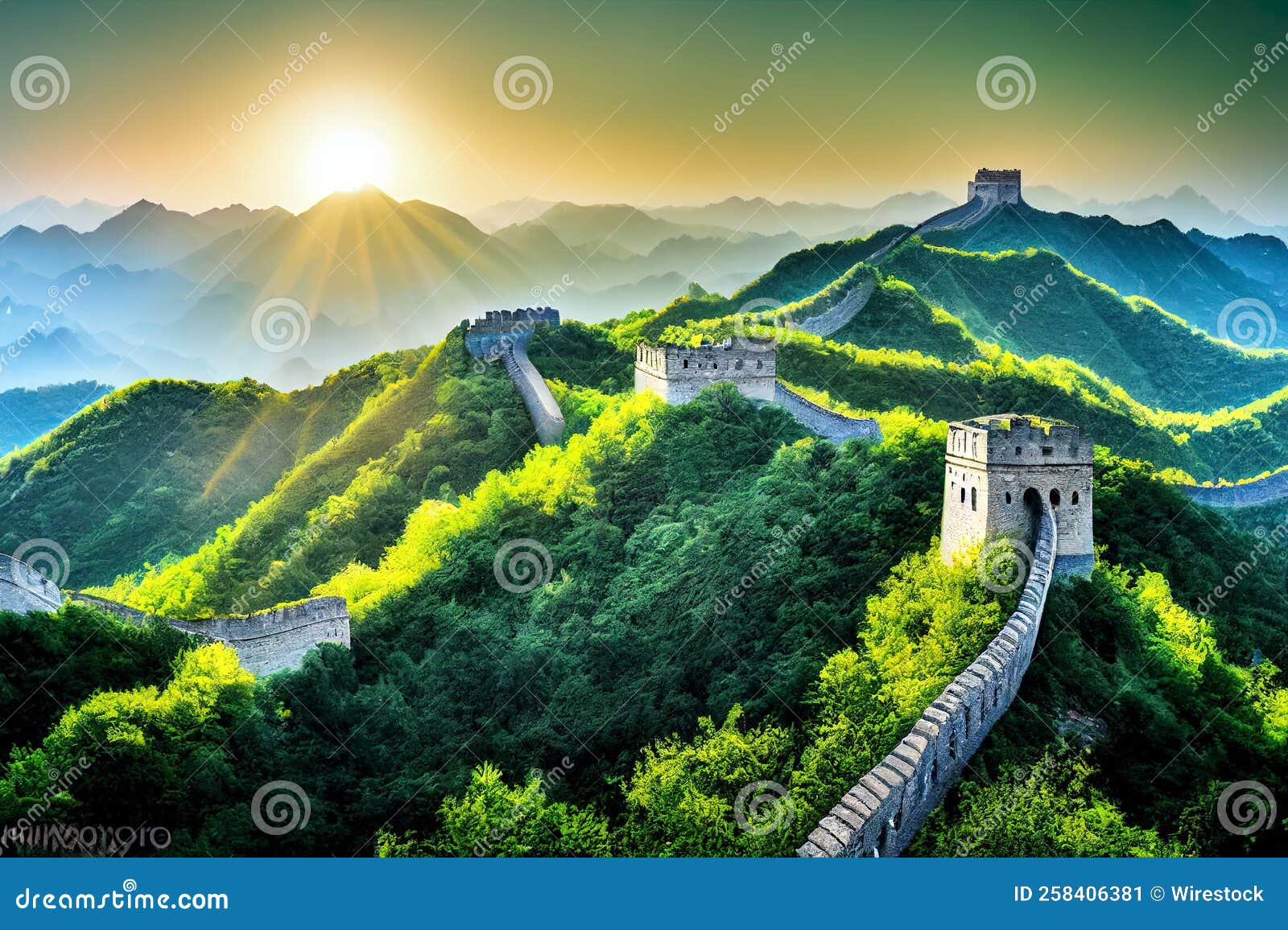 Big Chinese Wall at the Sunrise Stock Image - Image of nature, stone ...