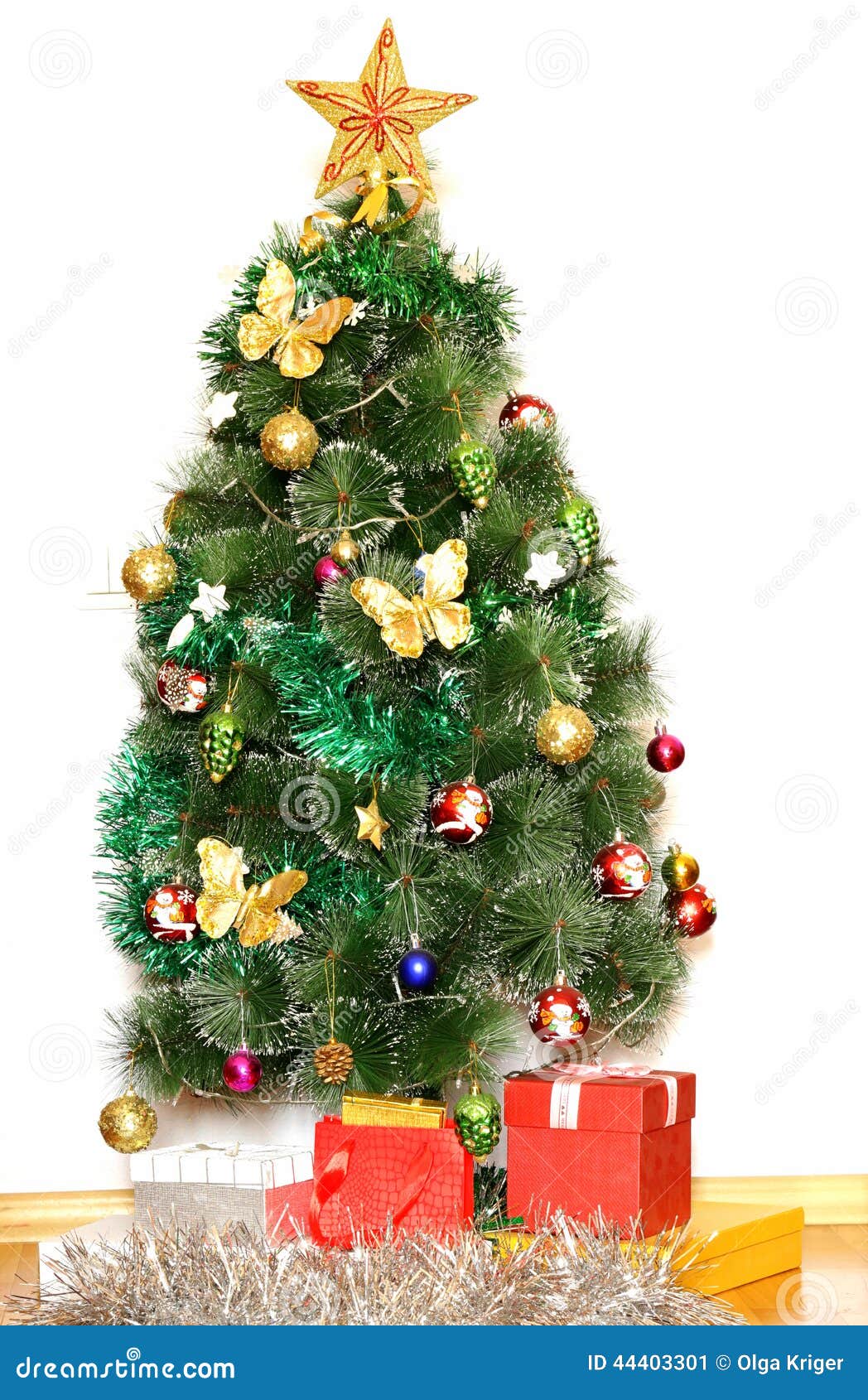 Big Christmas Tree with Decorations Stock Image - Image of gifts, tree ...