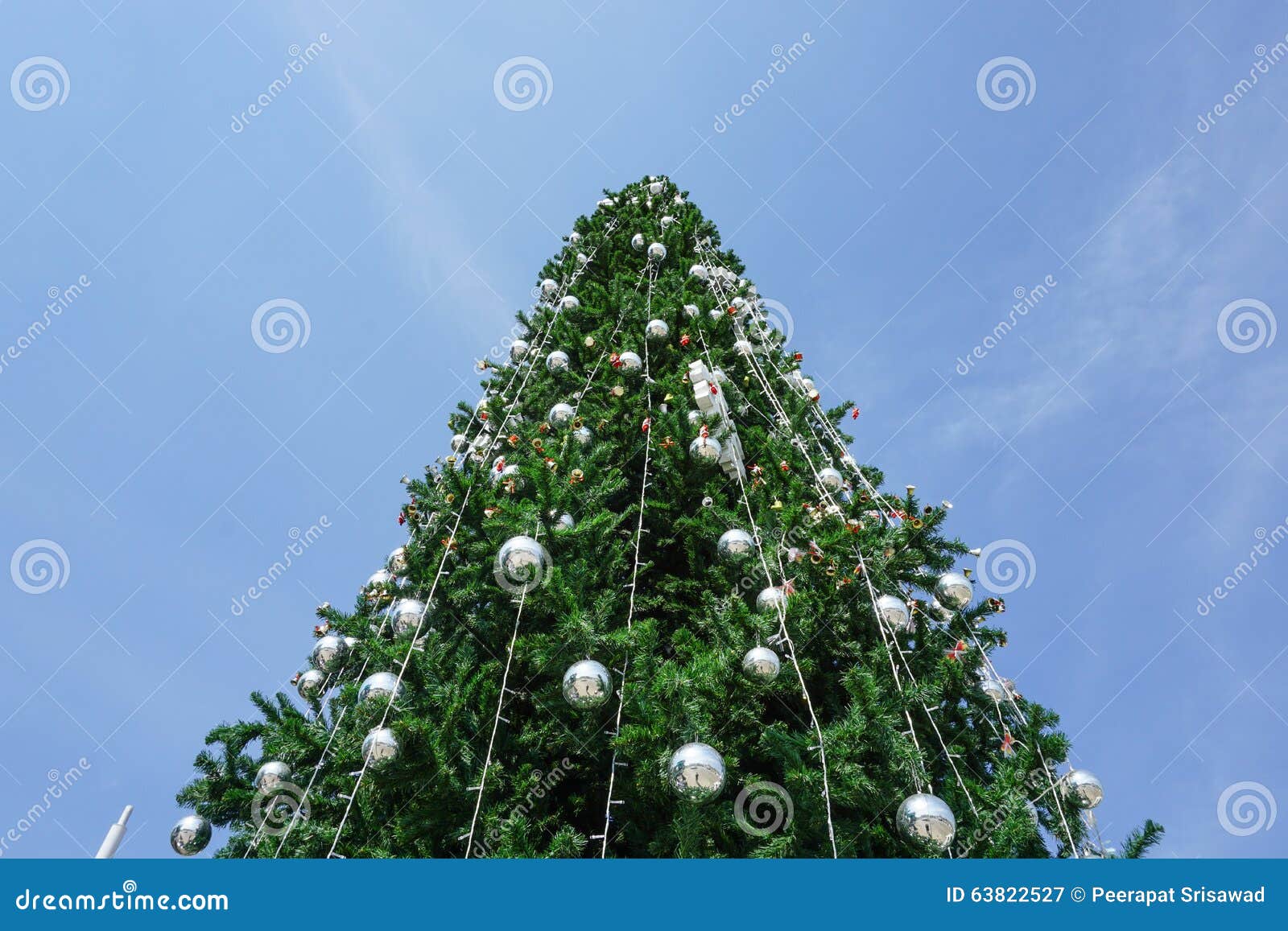 Big Christmas tree stock image. Image of xmas, town, blue - 63822527