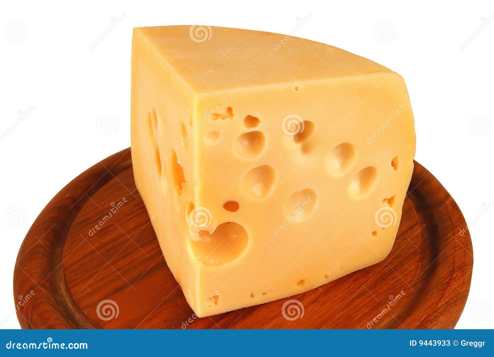 Big Chunk of Yellow Cheese on Wood Plate Stock Image - Image of close ...
