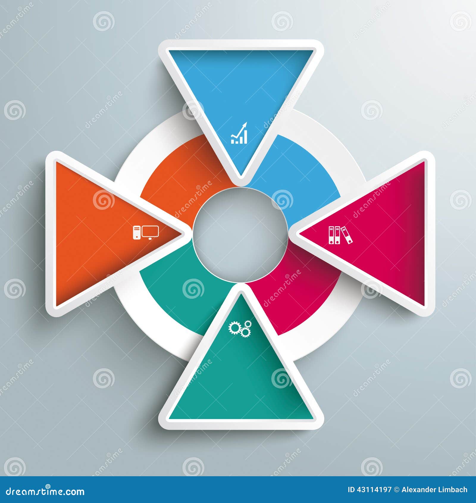 Big Circle Colored Infographic 4 Triangles Cartoon Vector ...