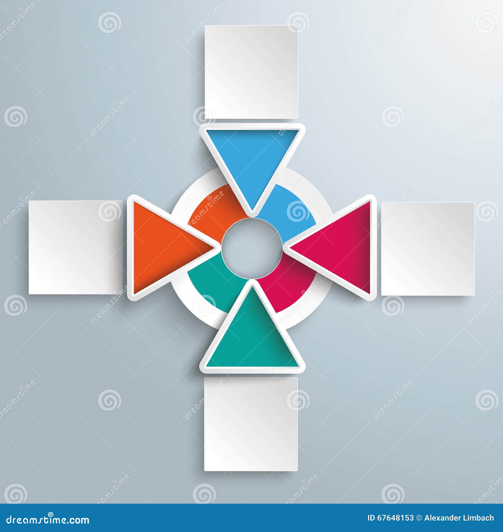 Big Circle Colored Infographic 4 Triangles Squares Cartoon Vector ...