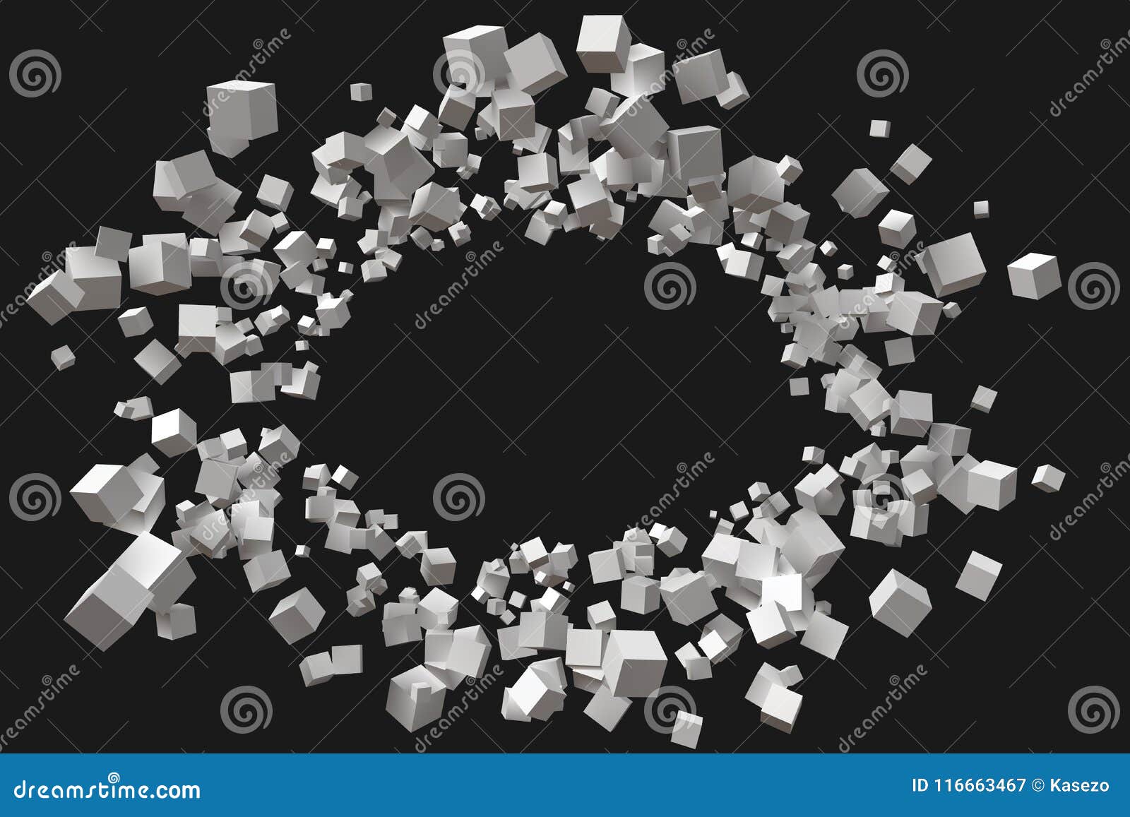 Big Circular Frame Formed by Random Sized Cubes Stock Vector ...