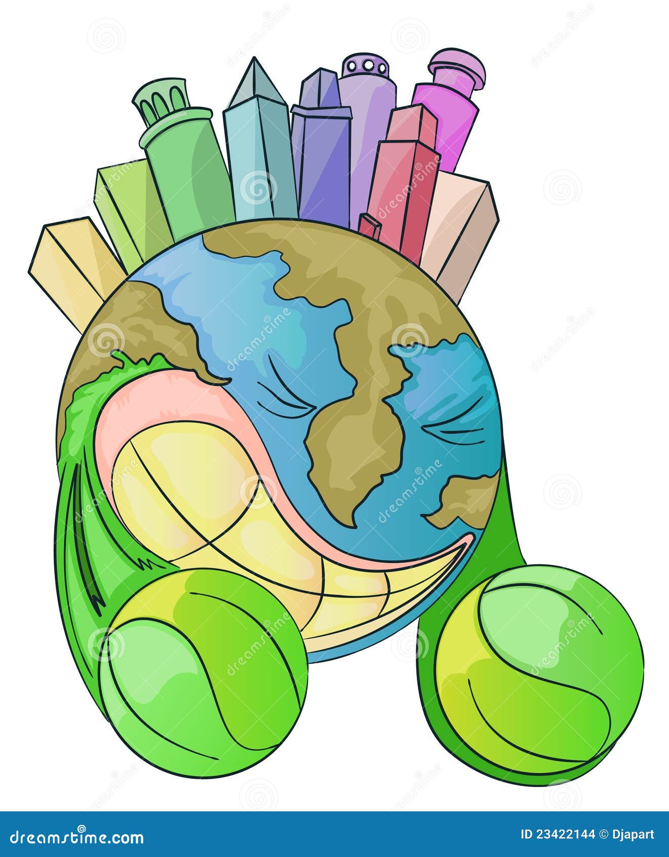 Angry Earth Planet Covered With Layer Of Mud Cartoon Vector ...