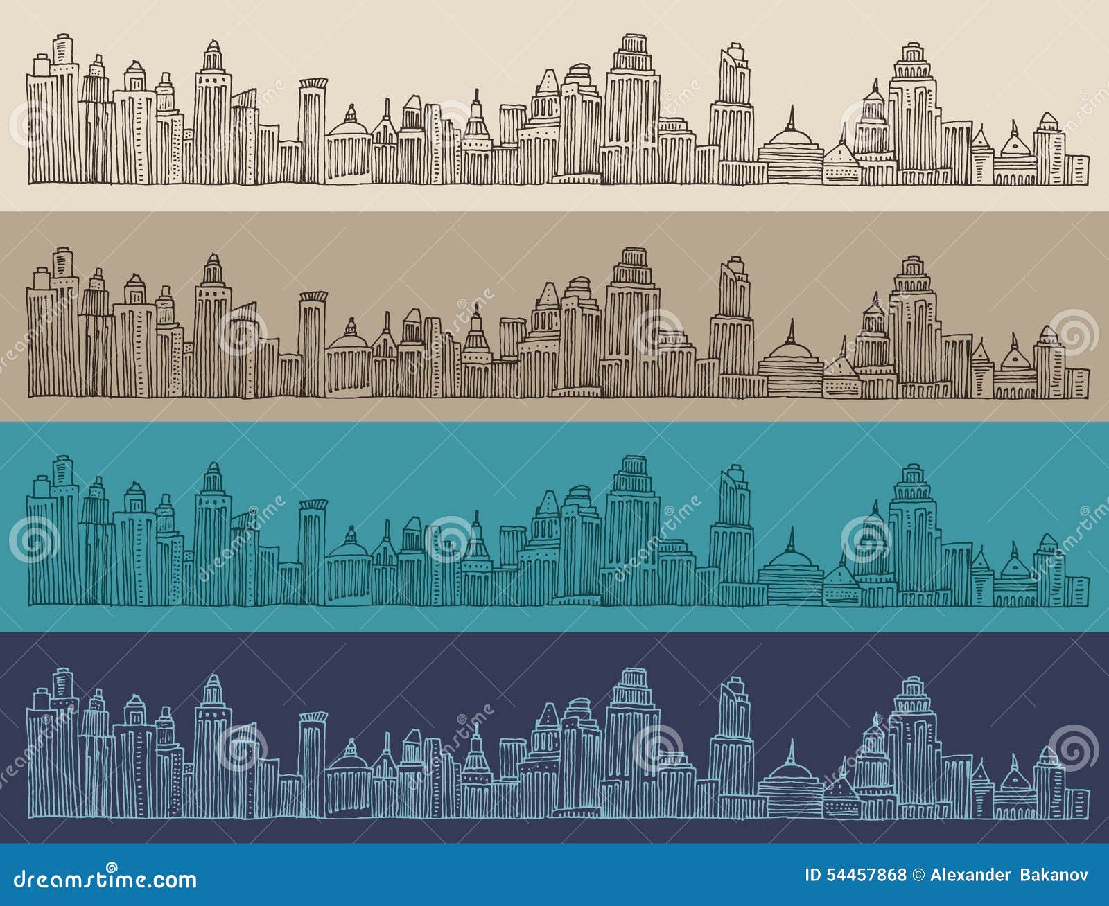 Big City, Architecture, Engraved Illustration, Hand Drawn Stock ...