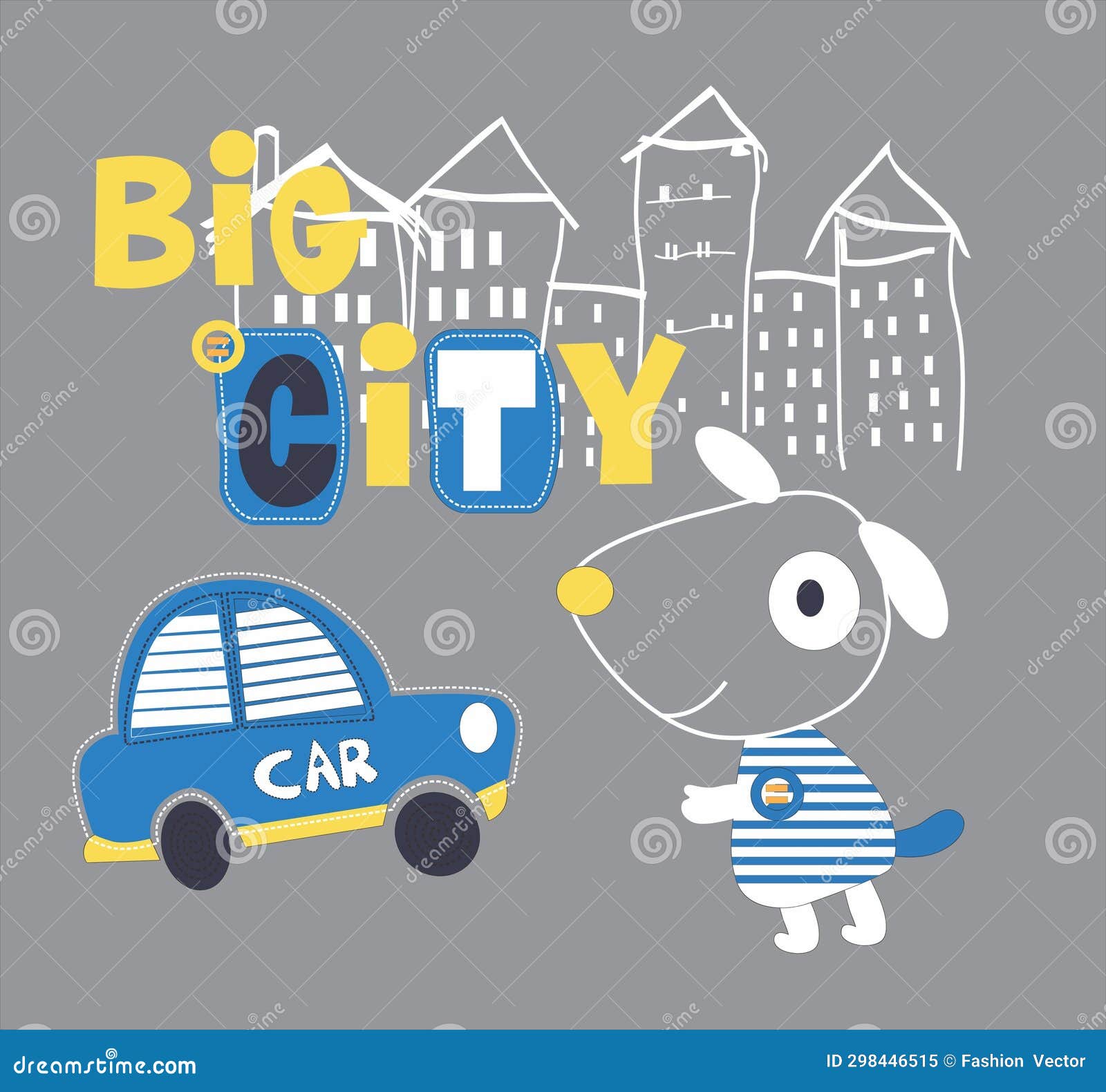 Big City Cartoon Print Vector Art Stock Illustration - Illustration of ...