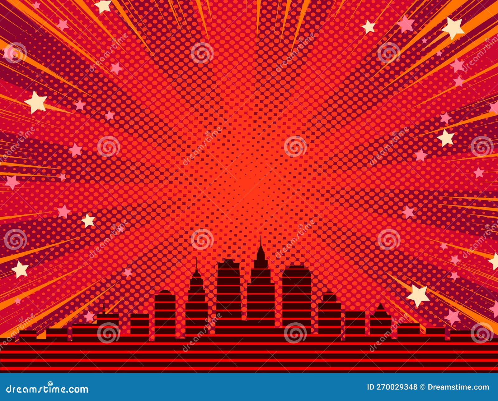 Big City Comic Book Style Background, Halftone Pattern Stock Vector ...