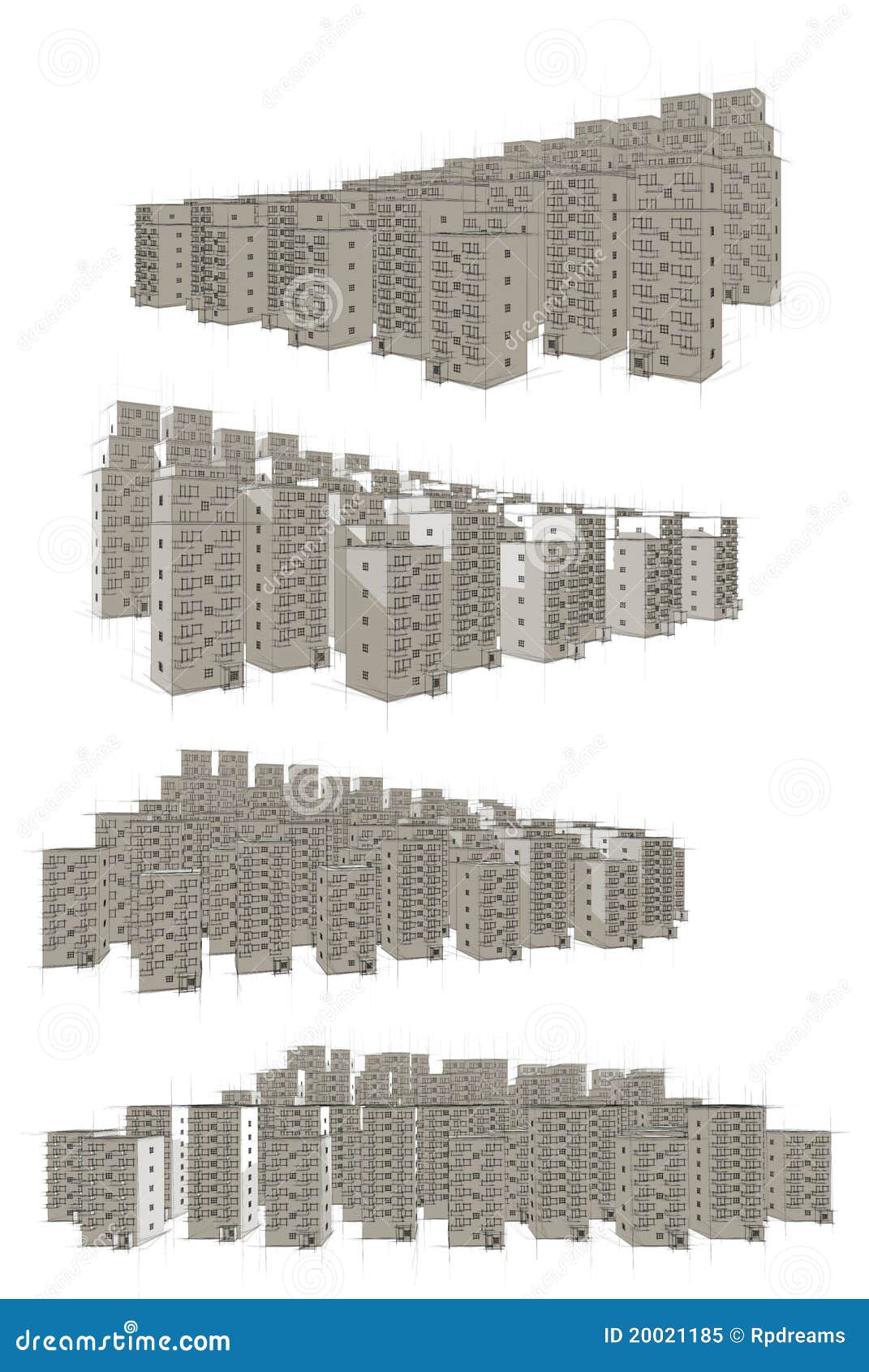 Big City In Different Styles Stock Illustration - Illustration of ...