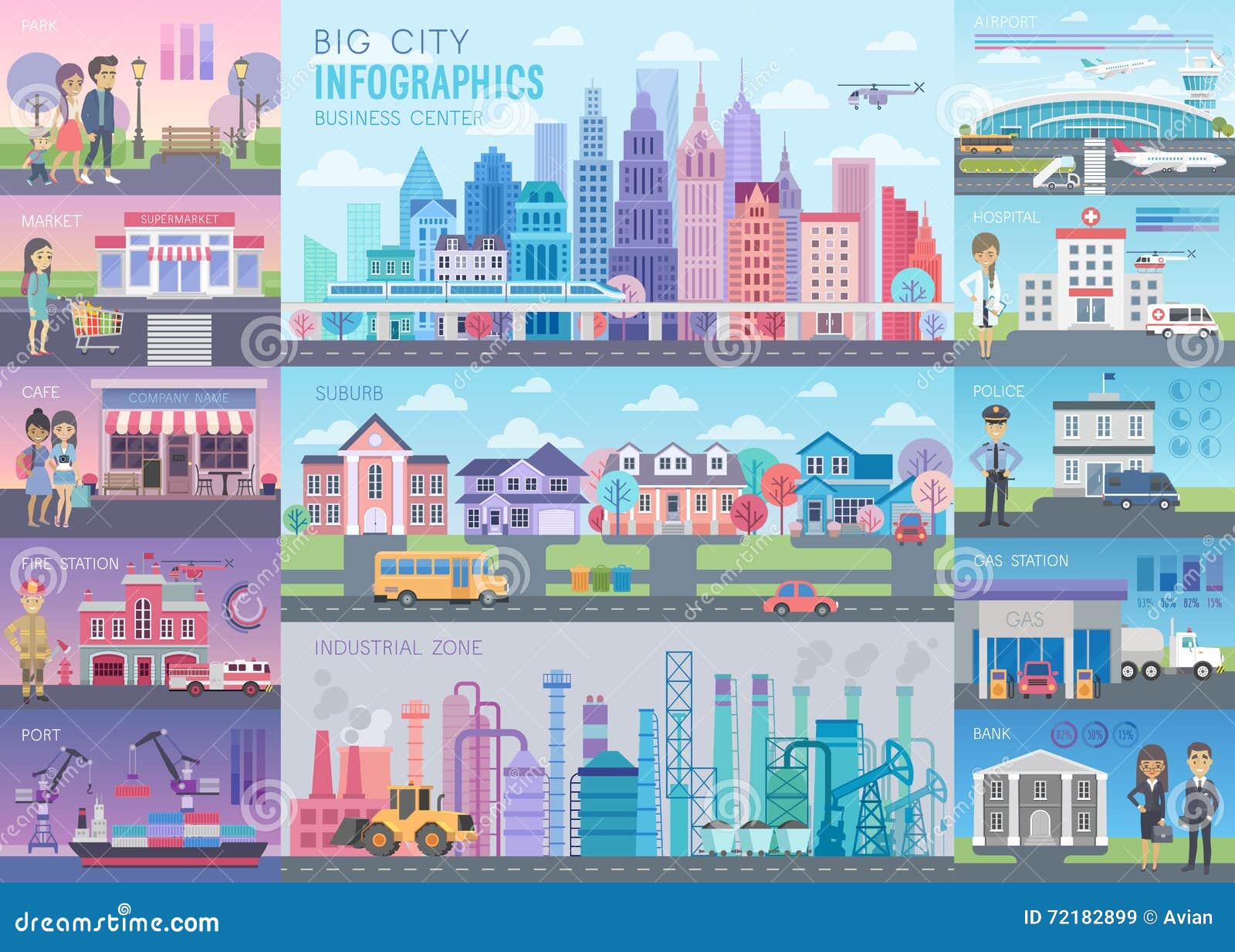 City Infographic Elements. Modern City Infographics. Smart City ...