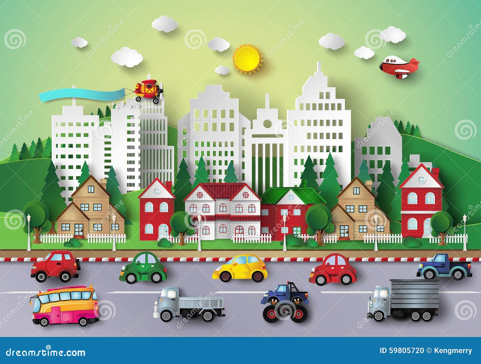 Big City life. stock vector. Illustration of exterior - 59805720