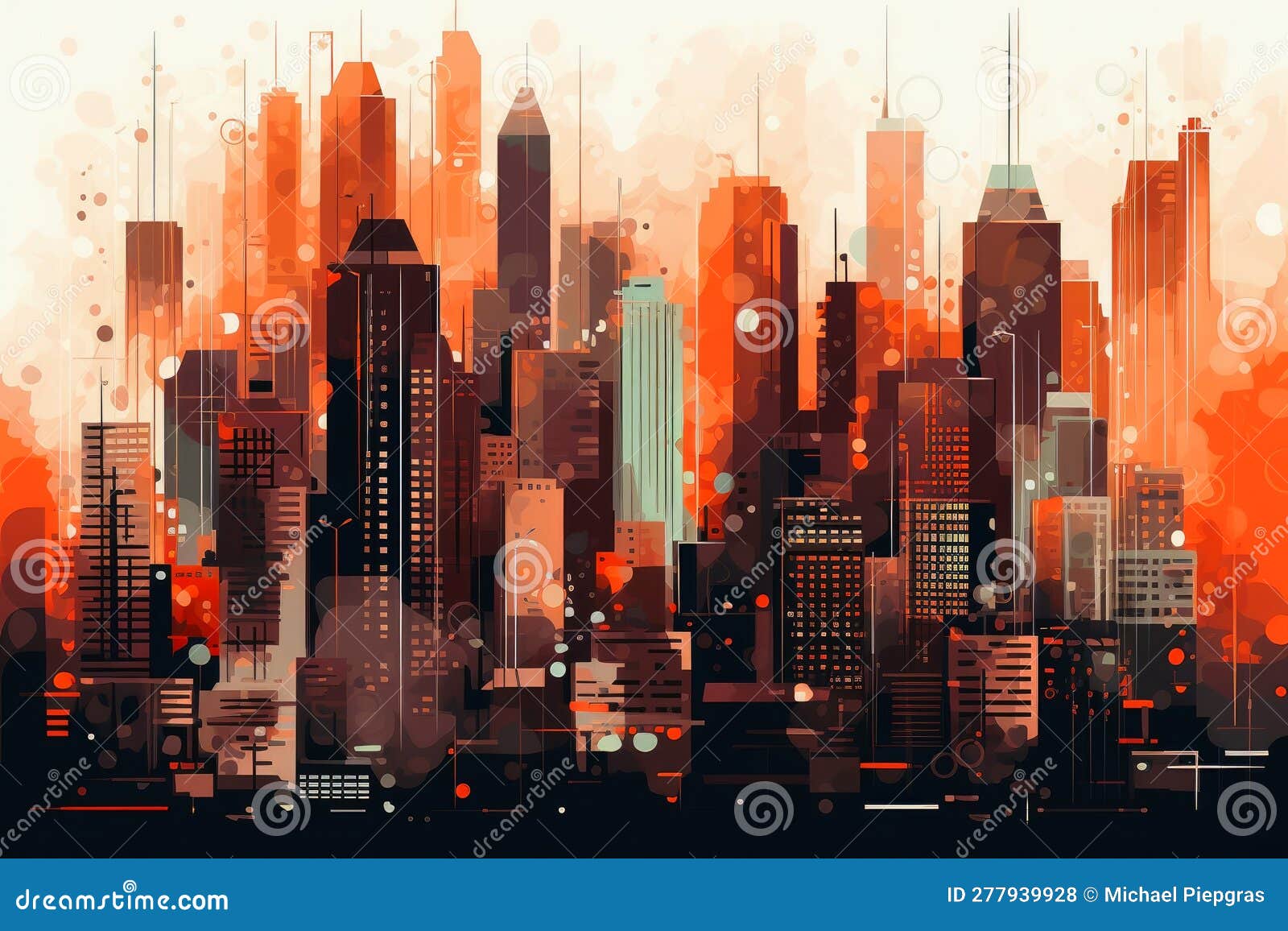 A Big City in a Modern Art Style Created with Generative AI Technology ...