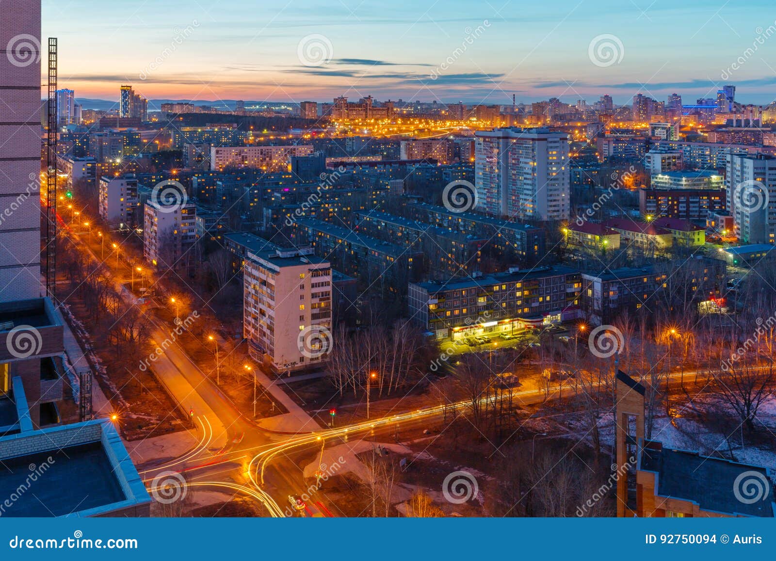 Big city at night stock photo. Image of colorful, modern - 92750094