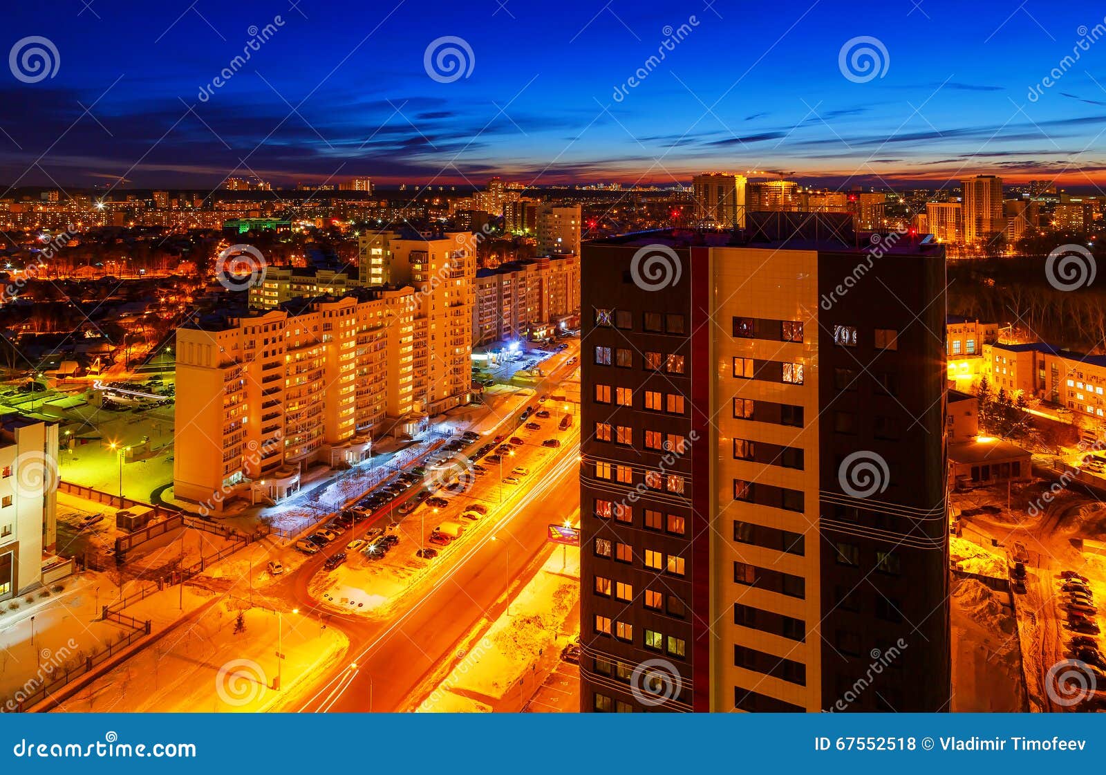 Big City Night View from the Top Stock Photo - Image of district ...
