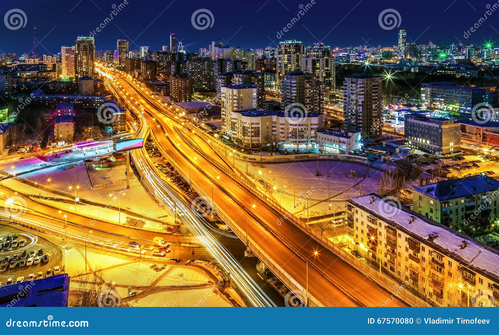 Big City Night View from the Top Stock Photo - Image of estate, crowded ...